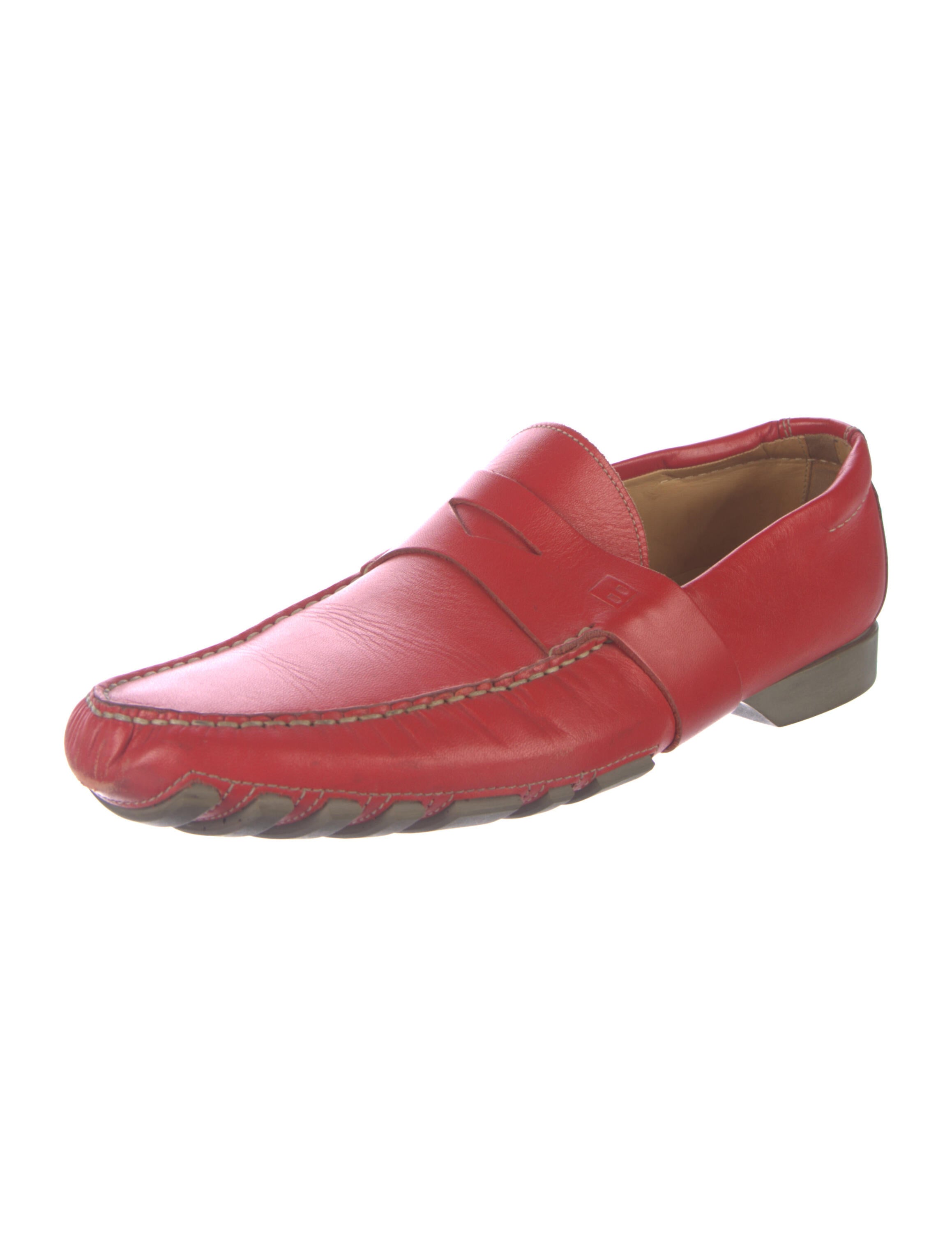 Bally Leather Loafers - Red Loafers, Shoes - WB244837 | The RealReal