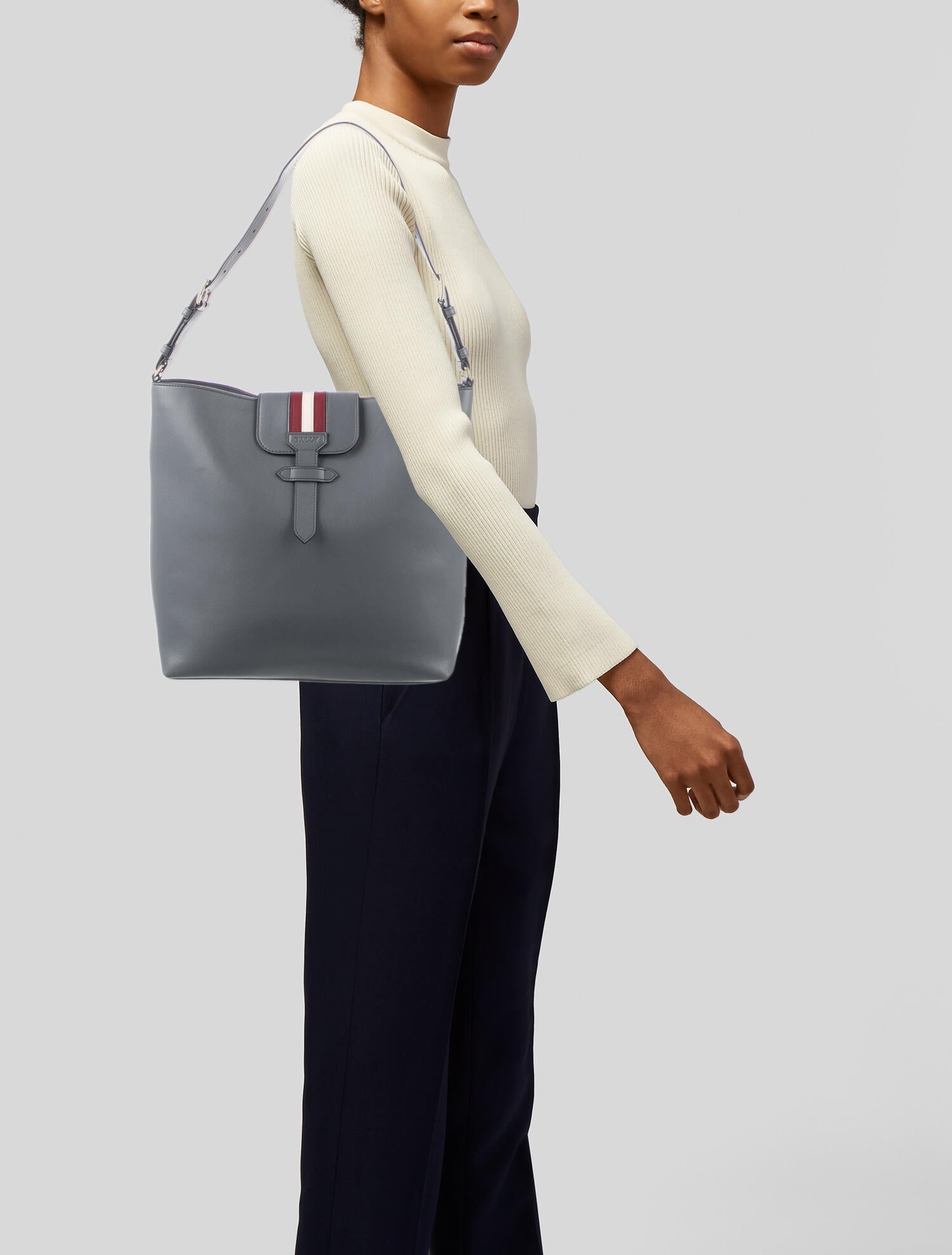 Bally Leather Shoulder Bag - Grey Shoulder Bags, Handbags - WB246465 ...