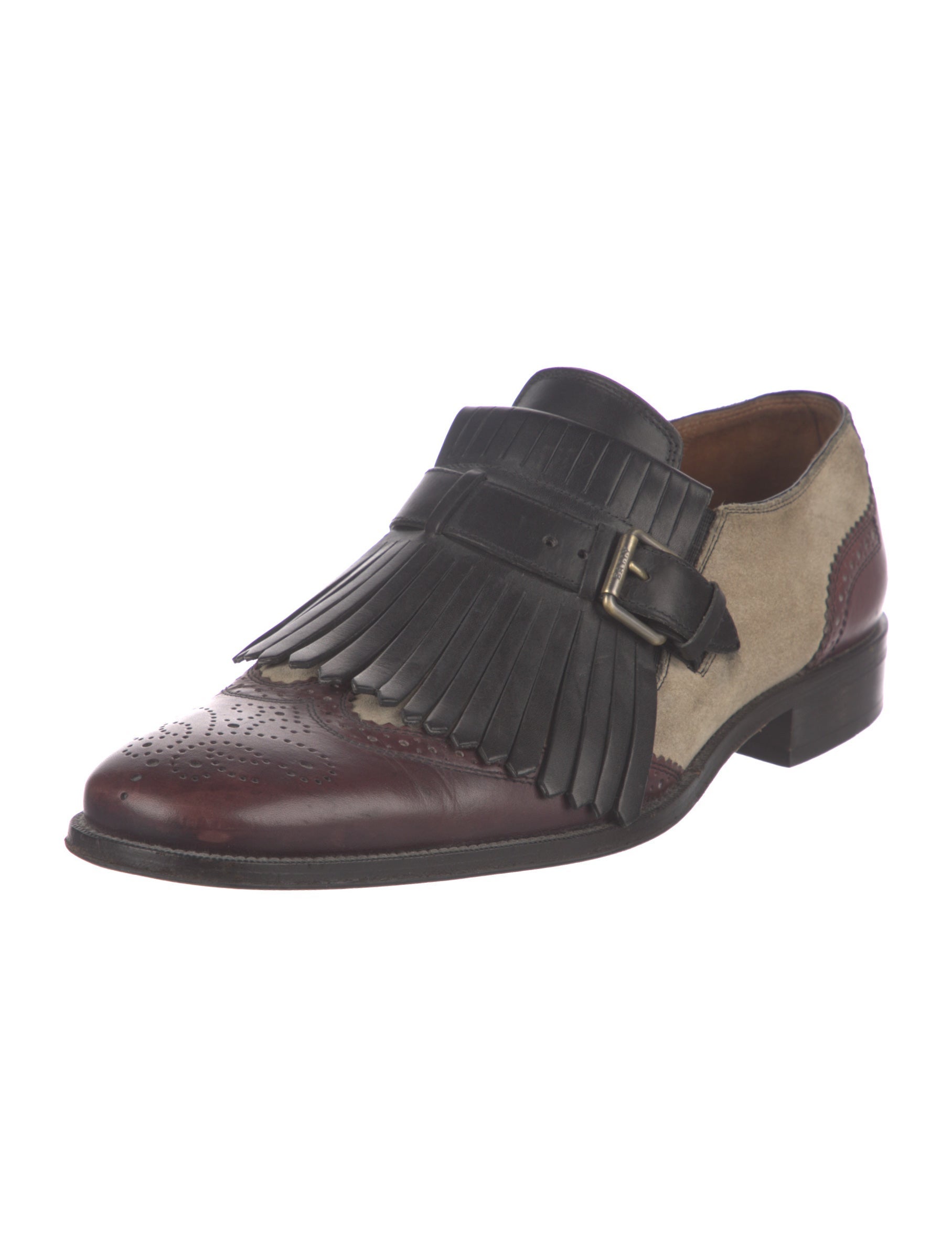 Bally Leather Fringe Trim Accent Loafers - Burgundy Loafers, Shoes ...