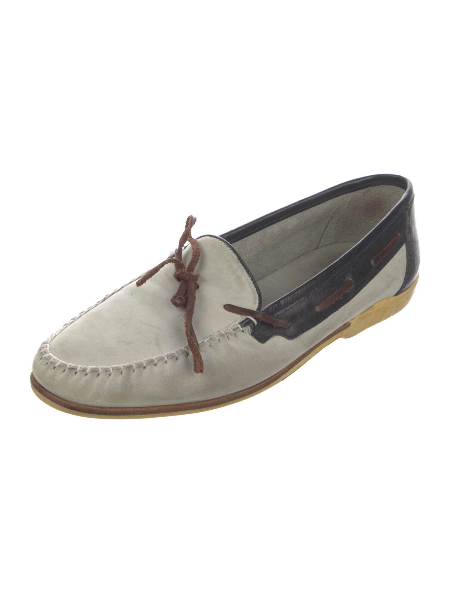Bally Suede Colorblock Pattern Boat Shoes - Grey Loafers, Shoes ...