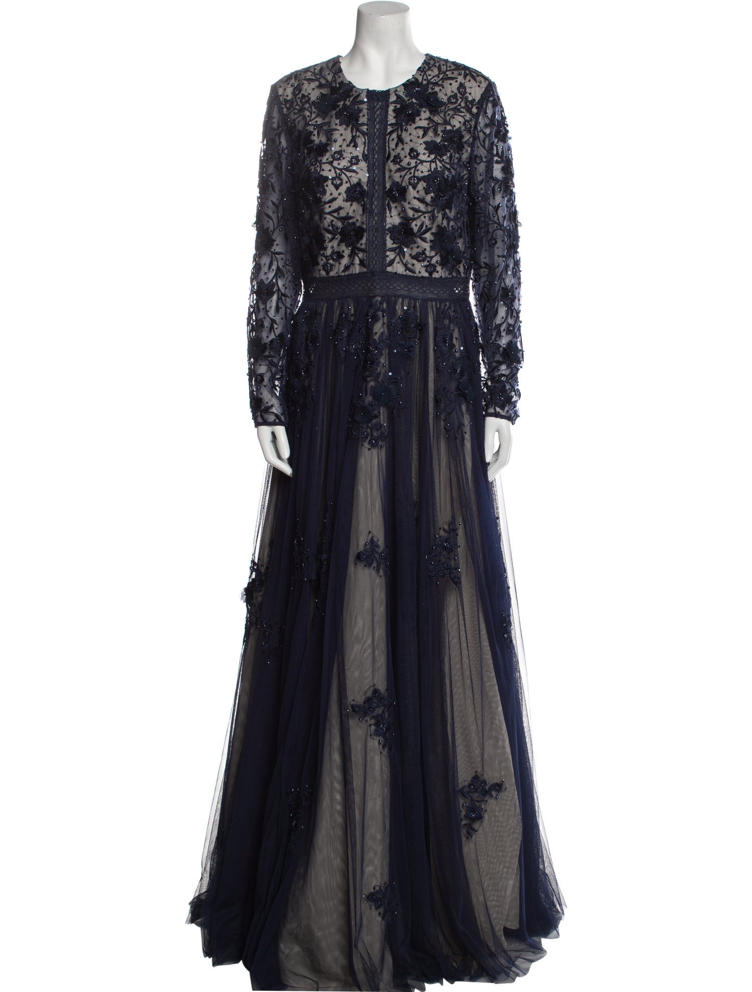Basix Black Label Lace Pattern Long Dress - Blue Dresses, Clothing ...