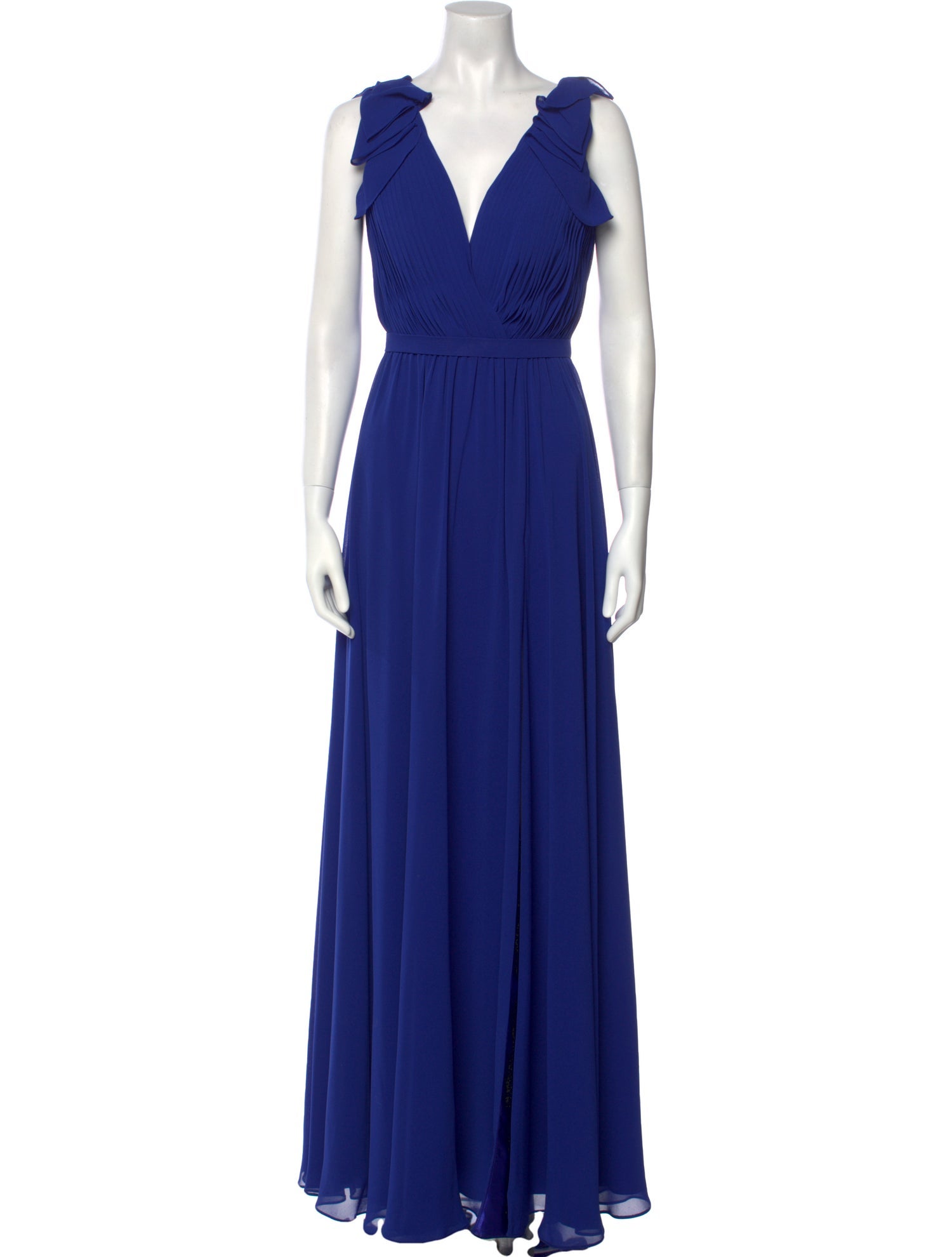 Basix Black Label Plunge Neckline Long Dress - Blue Dresses, Clothing ...