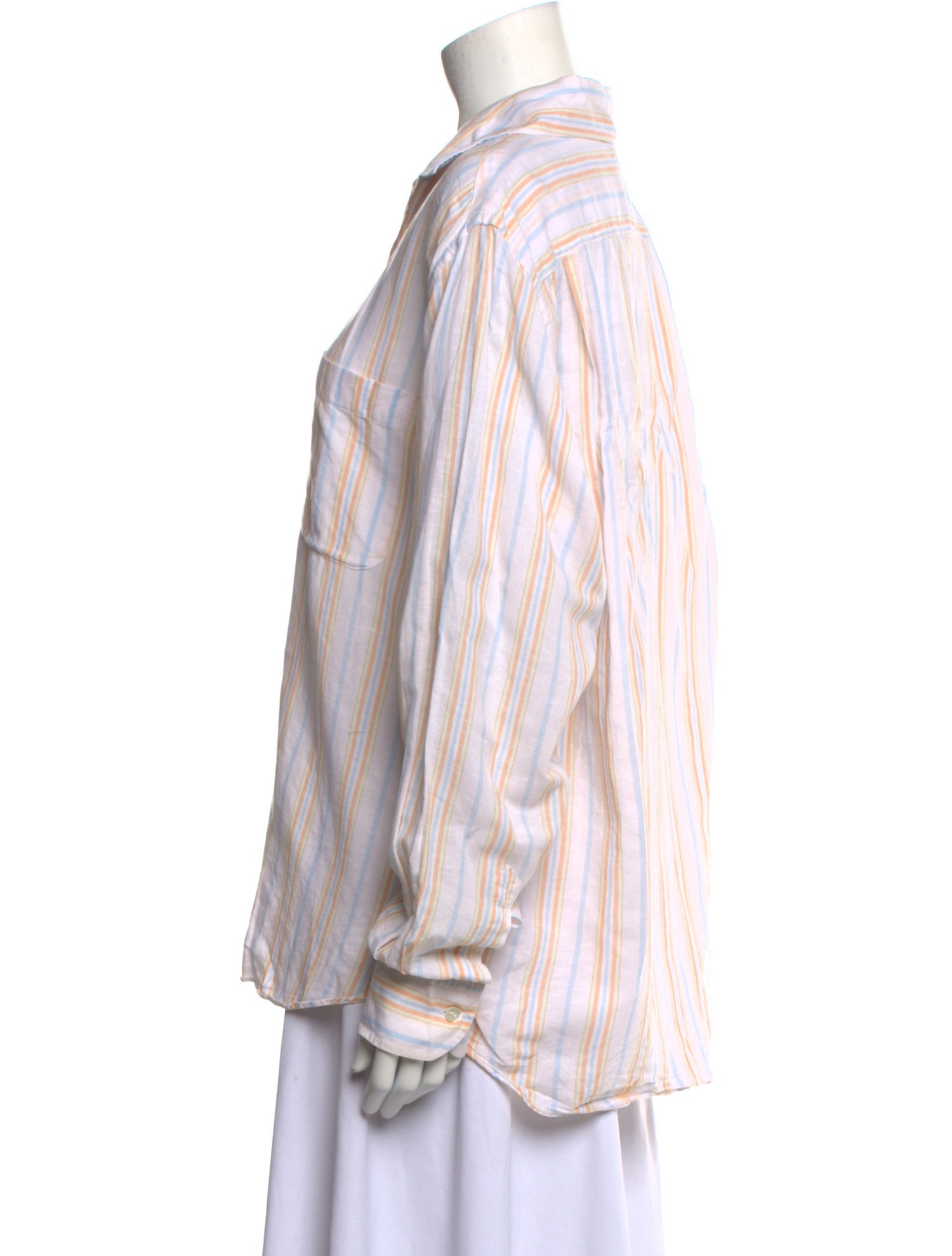 Barney's New York Striped Long Sleeve Button-Up Top - Neutrals Tops ...