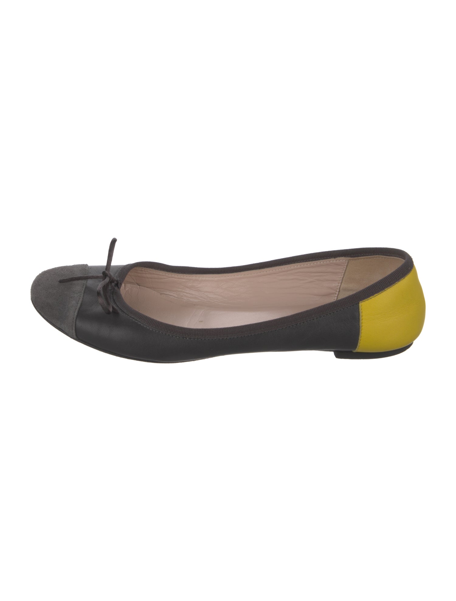Barney's New York Leather Colorblock Pattern Ballet Flats - Grey Flats ...