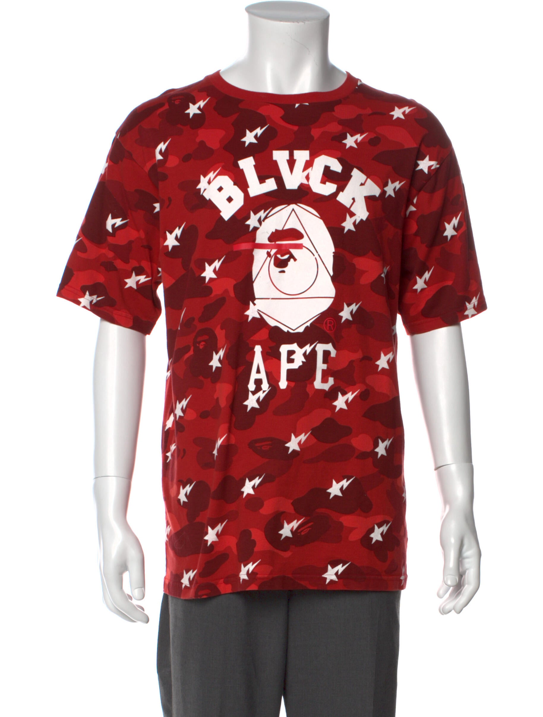 BAPE x Black Scale 'Sta' Printed T-Shirt - Red T-Shirts, Clothing ...