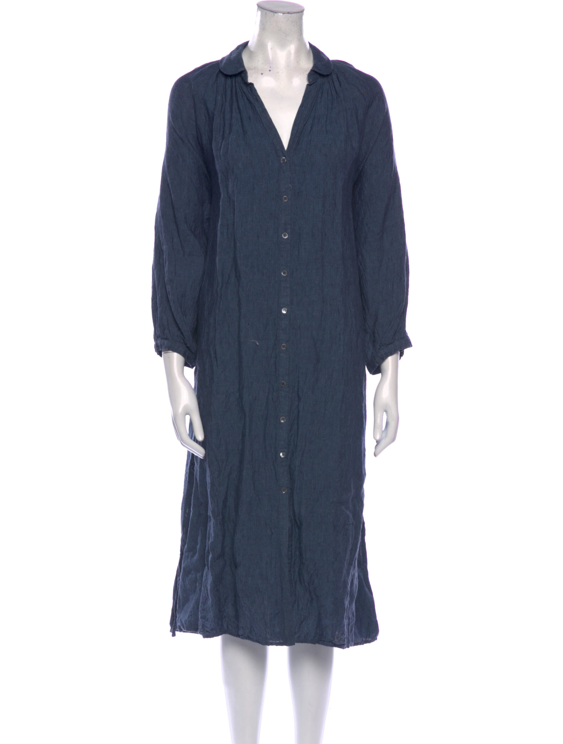 Brora V-Neck Midi Length Dress - Blue Dresses, Clothing - WBARR20217 ...