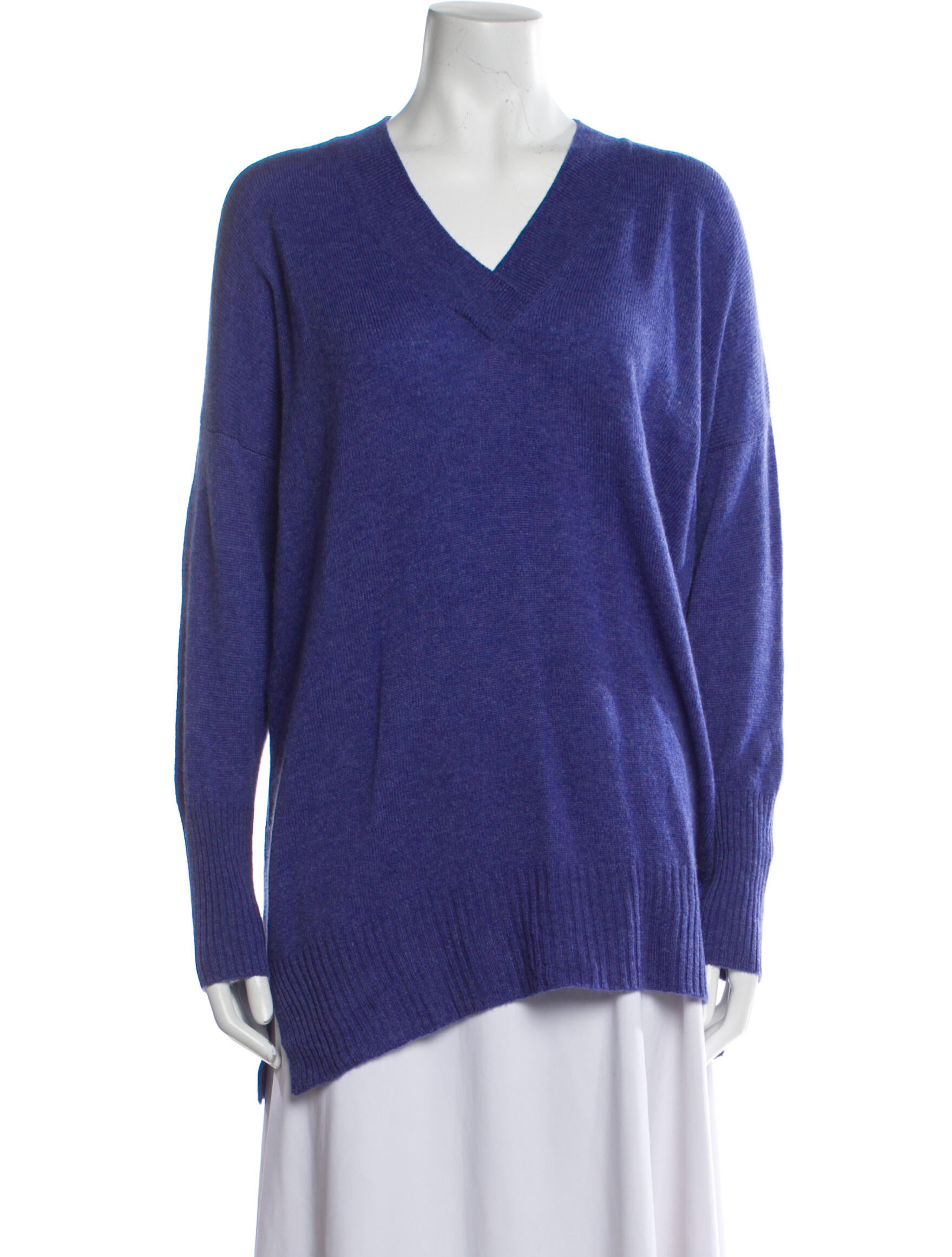 Brora Cashmere V-Neck Sweater - Blue Knitwear, Clothing - WBARR20266 ...