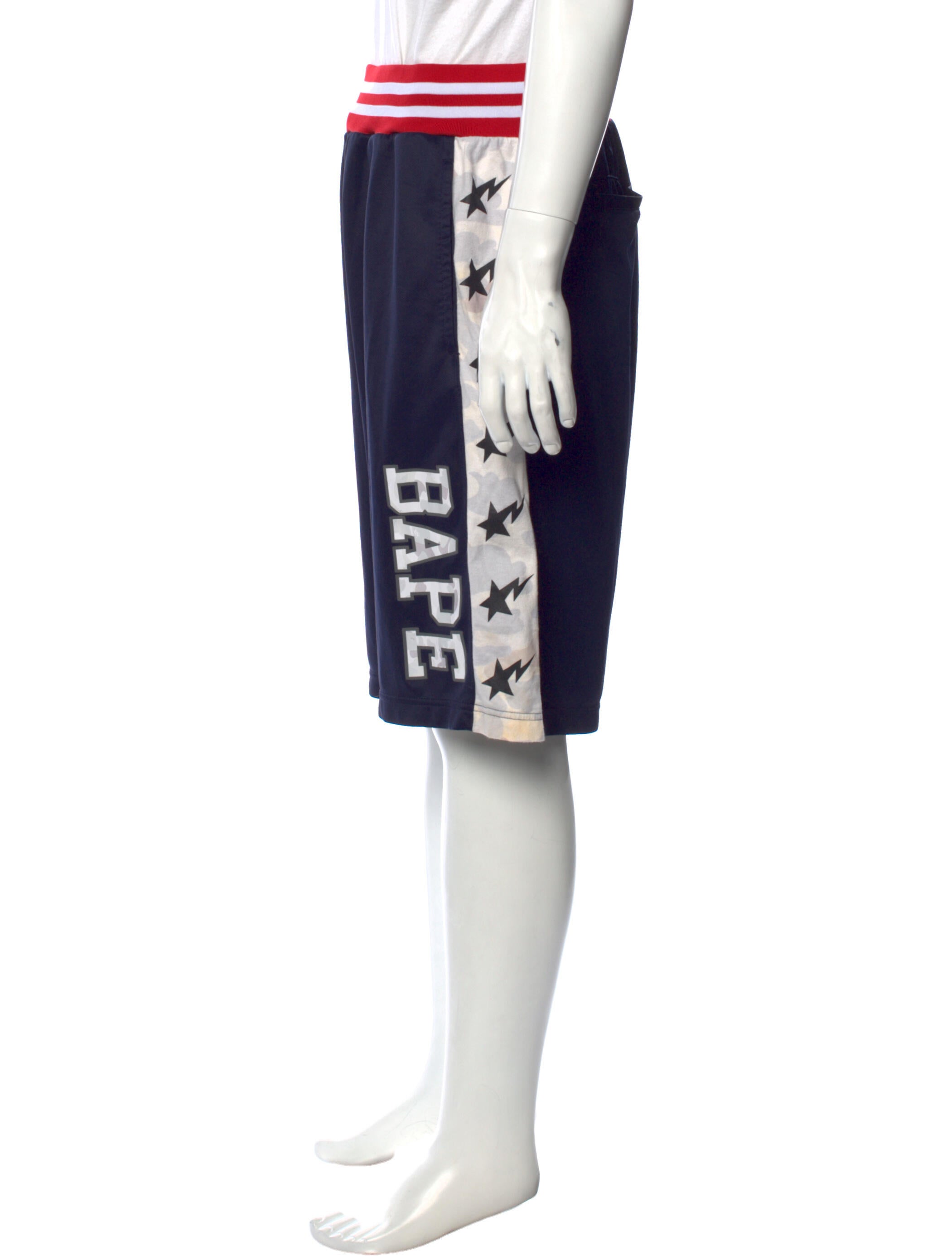 A Bathing Ape Bapesta Basketball Shorts - Blue, 14" Rise Shorts ...