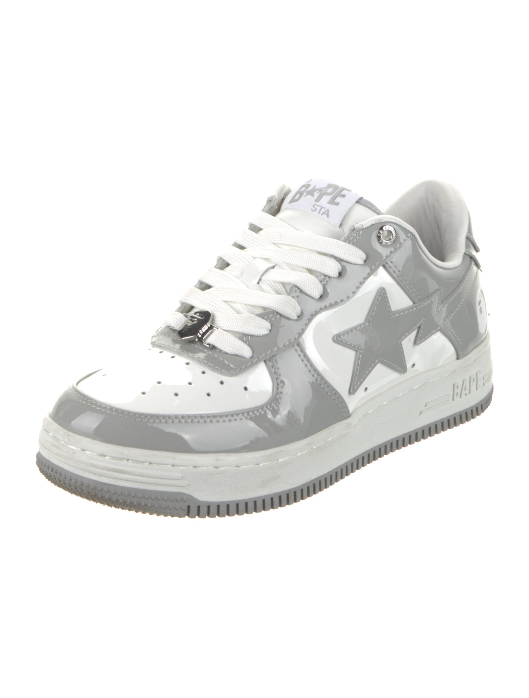 A Bathing Ape Bapesta 'Patent Leather White Grey' Sneakers - White ...