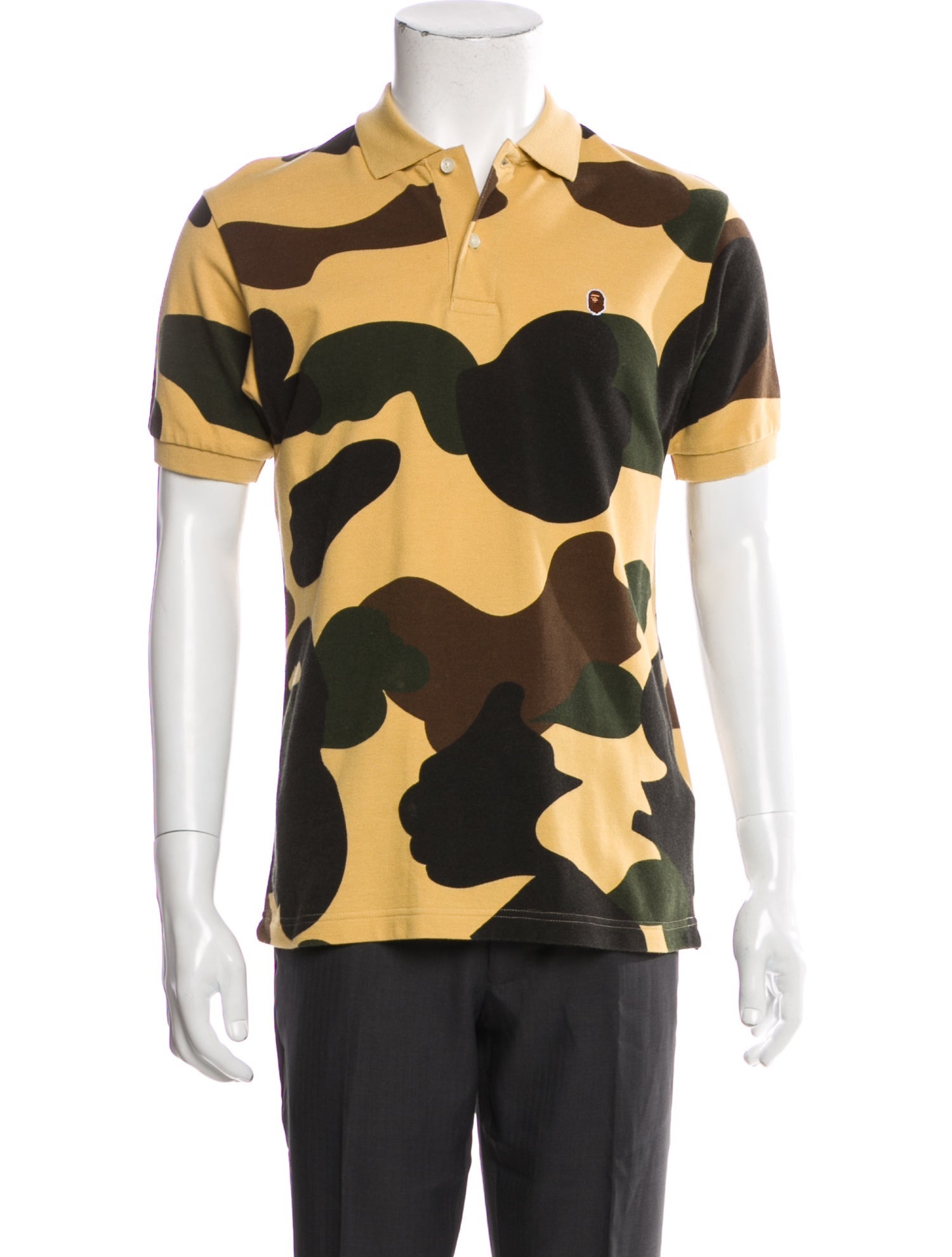 A Bathing Ape Printed Collar Polo Shirt - Brown Polos, Clothing ...