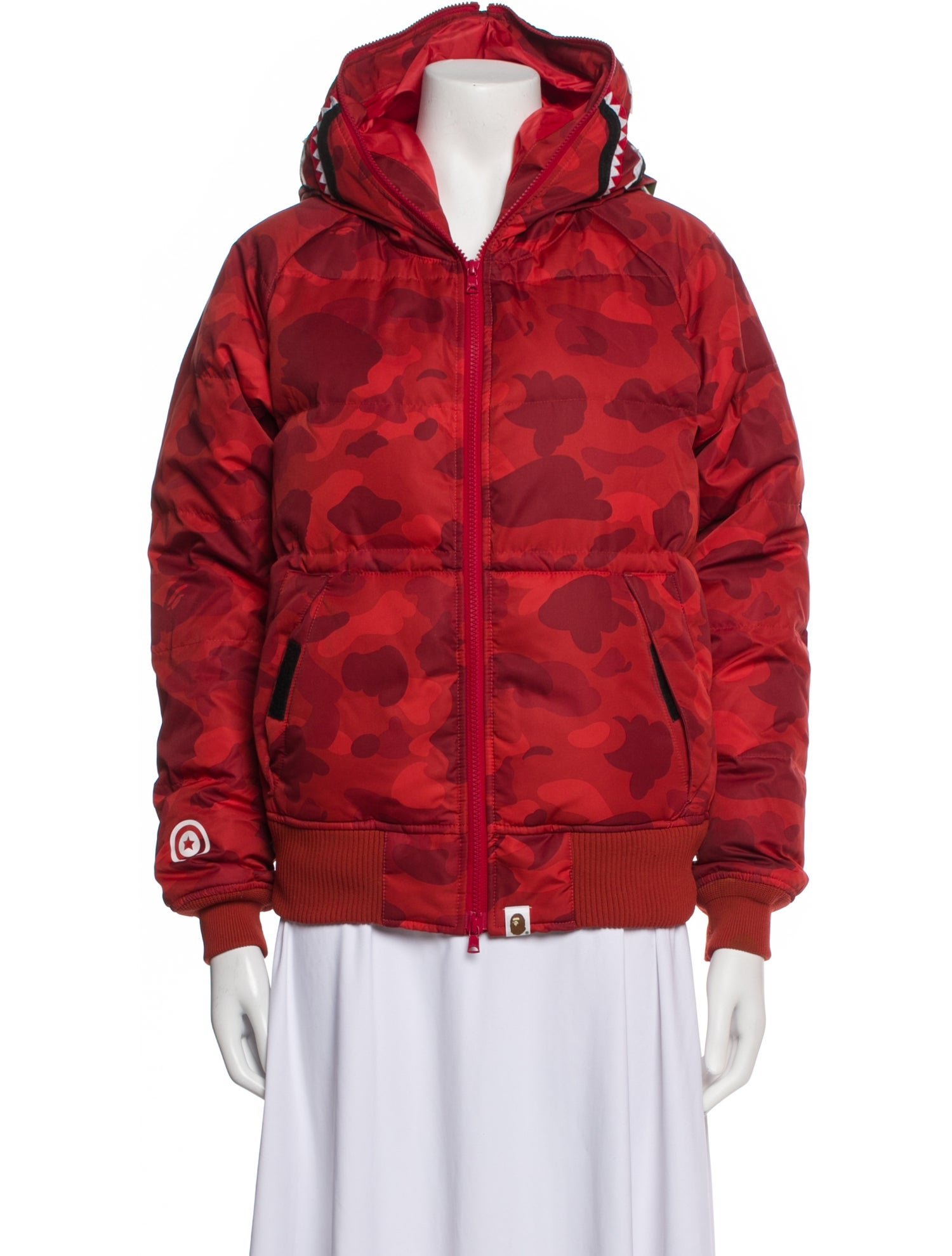 A Bathing Ape Camo Full-Zip Shark Camouflage Print Down Jacket - Red ...