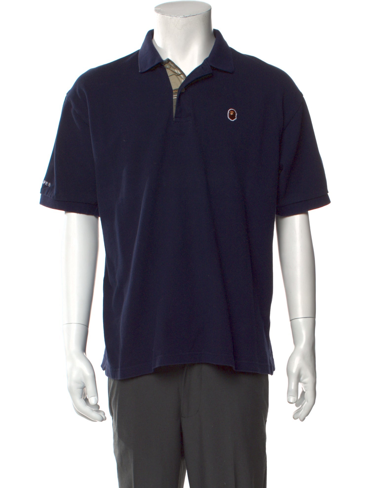 A Bathing Ape Collar Short Sleeve Polo Shirt - Blue Polos, Clothing ...