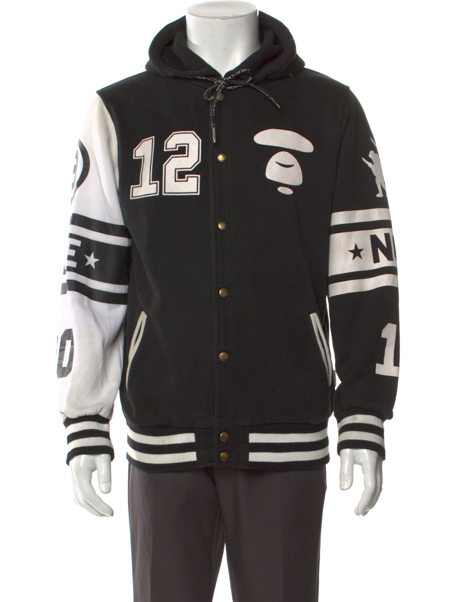 Aape by A Bathing Ape Graphic Print Crew Neck Hoodie - Black ...