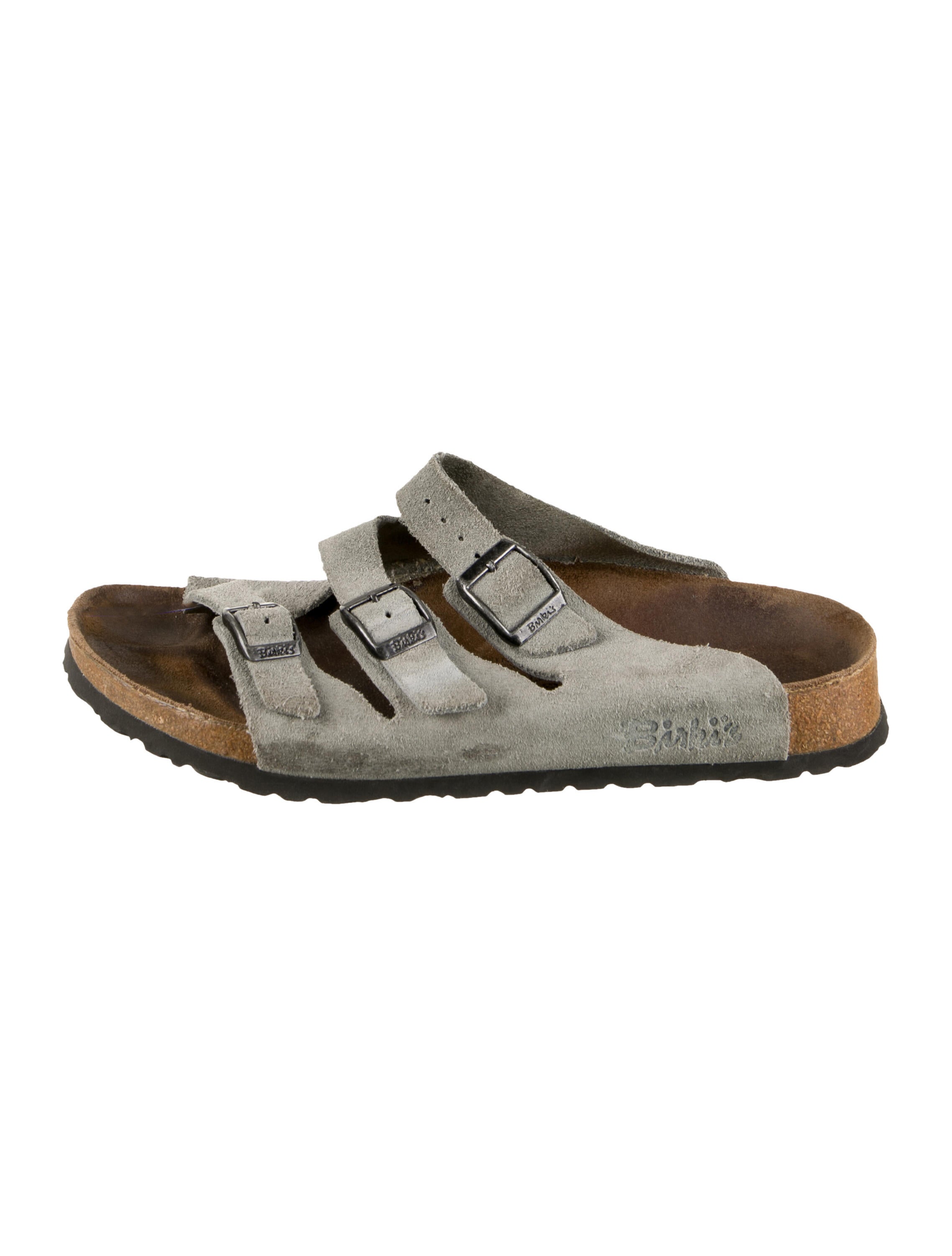 Birki's by Birkenstock Suede Slides - Grey Sandals, Shoes - WBBBI20118 ...
