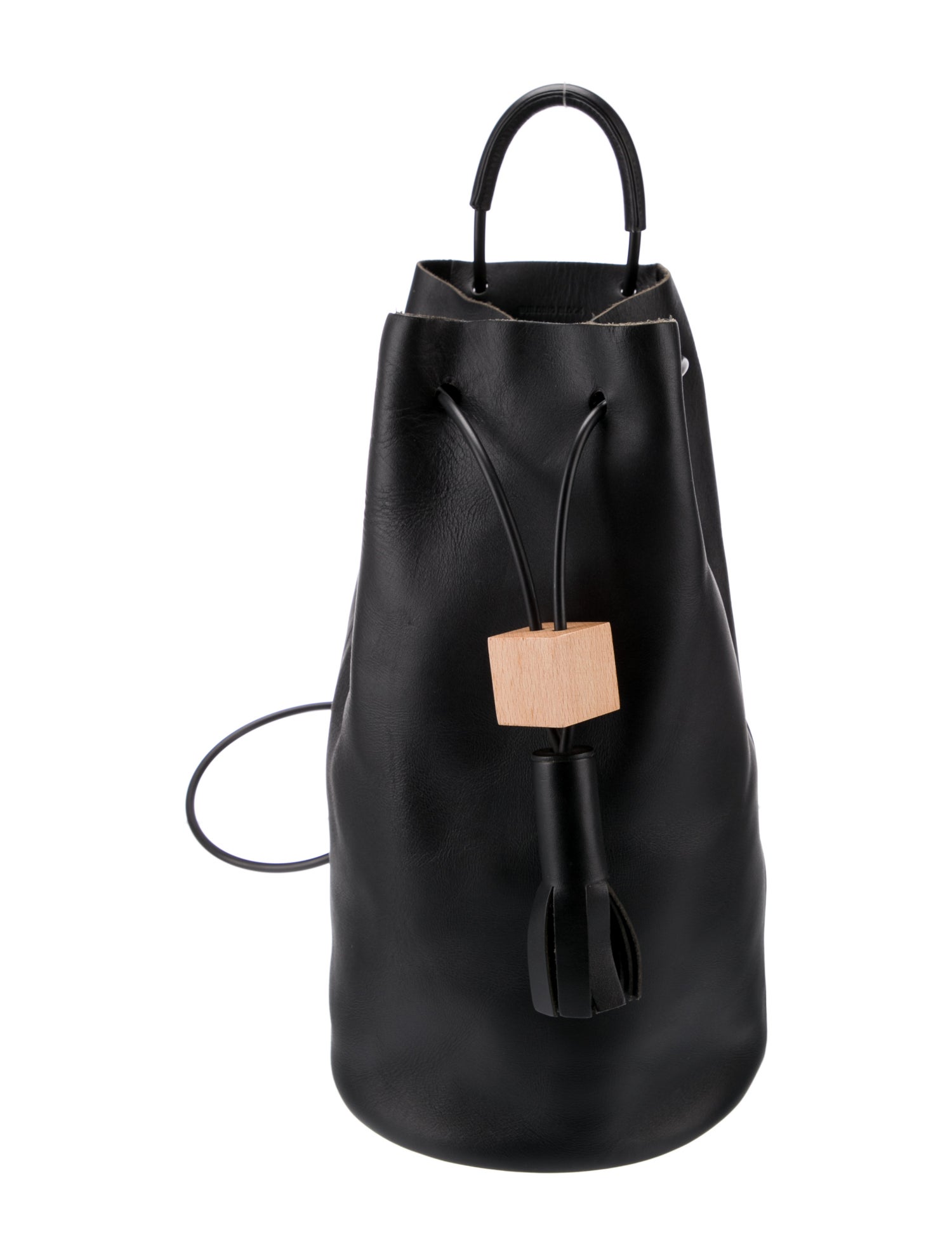 Building Block Leather Bucket Bag - Black Backpacks, Handbags ...