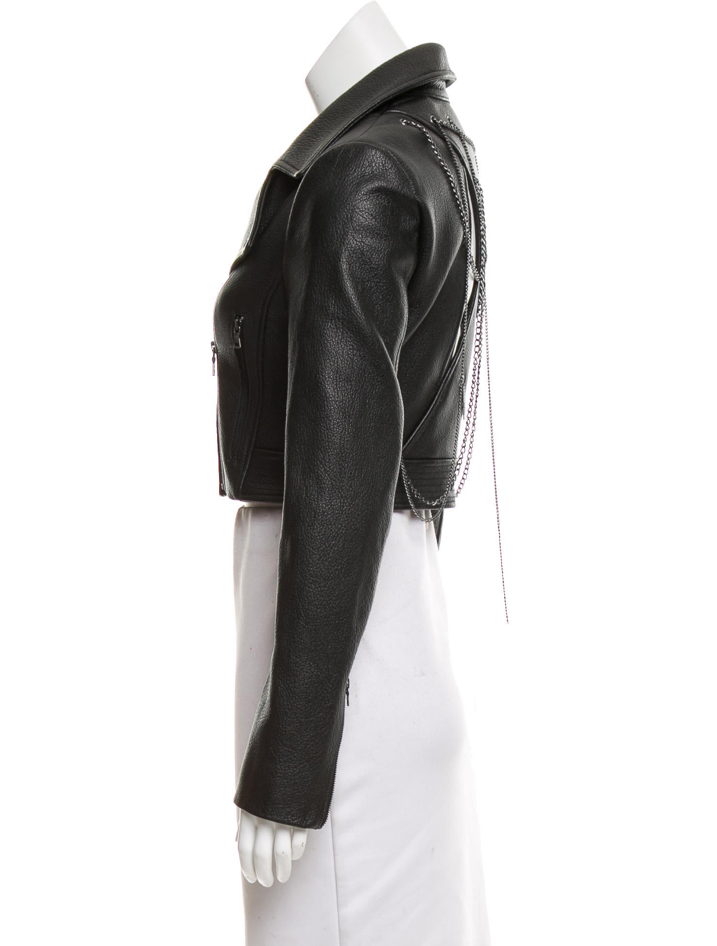 BCBG Max Azria Chain Embellished Leather Jacket w/ Tags - Black Jackets ...
