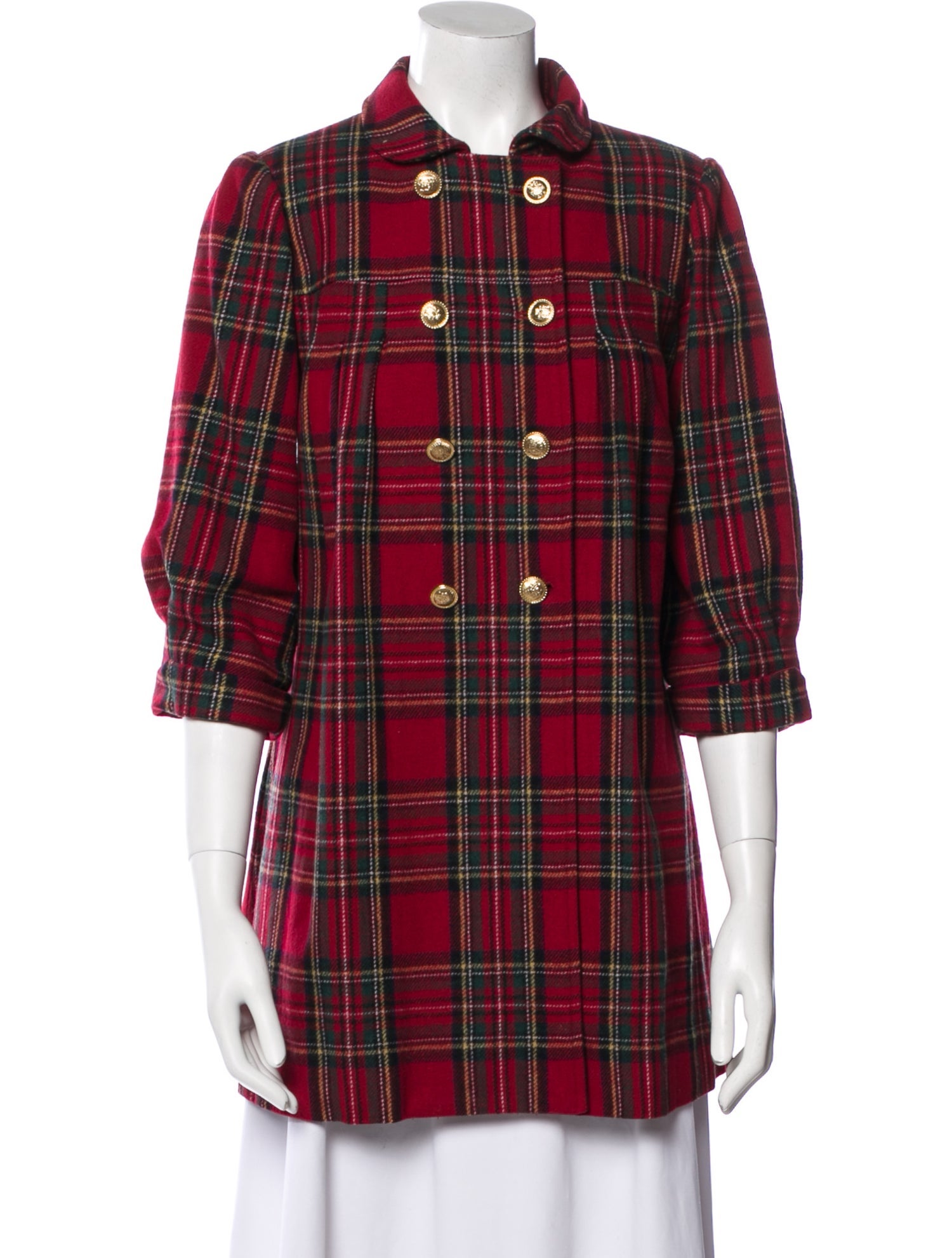Betsey Johnson Plaid Print Jacket - Red Jackets, Clothing - WBE21432 ...