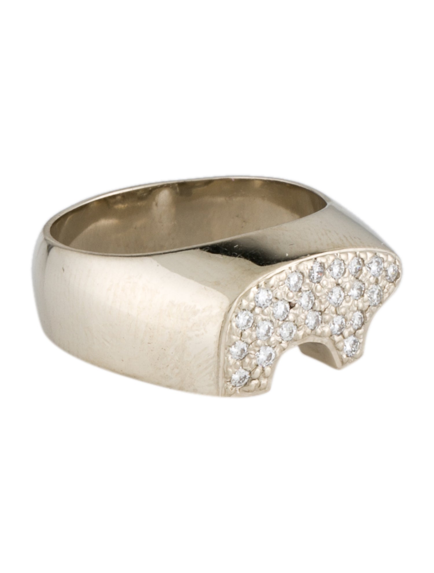 Golden Bear 14K Diamond Bear Signet Ring - 14K White Gold Signet Ring ...