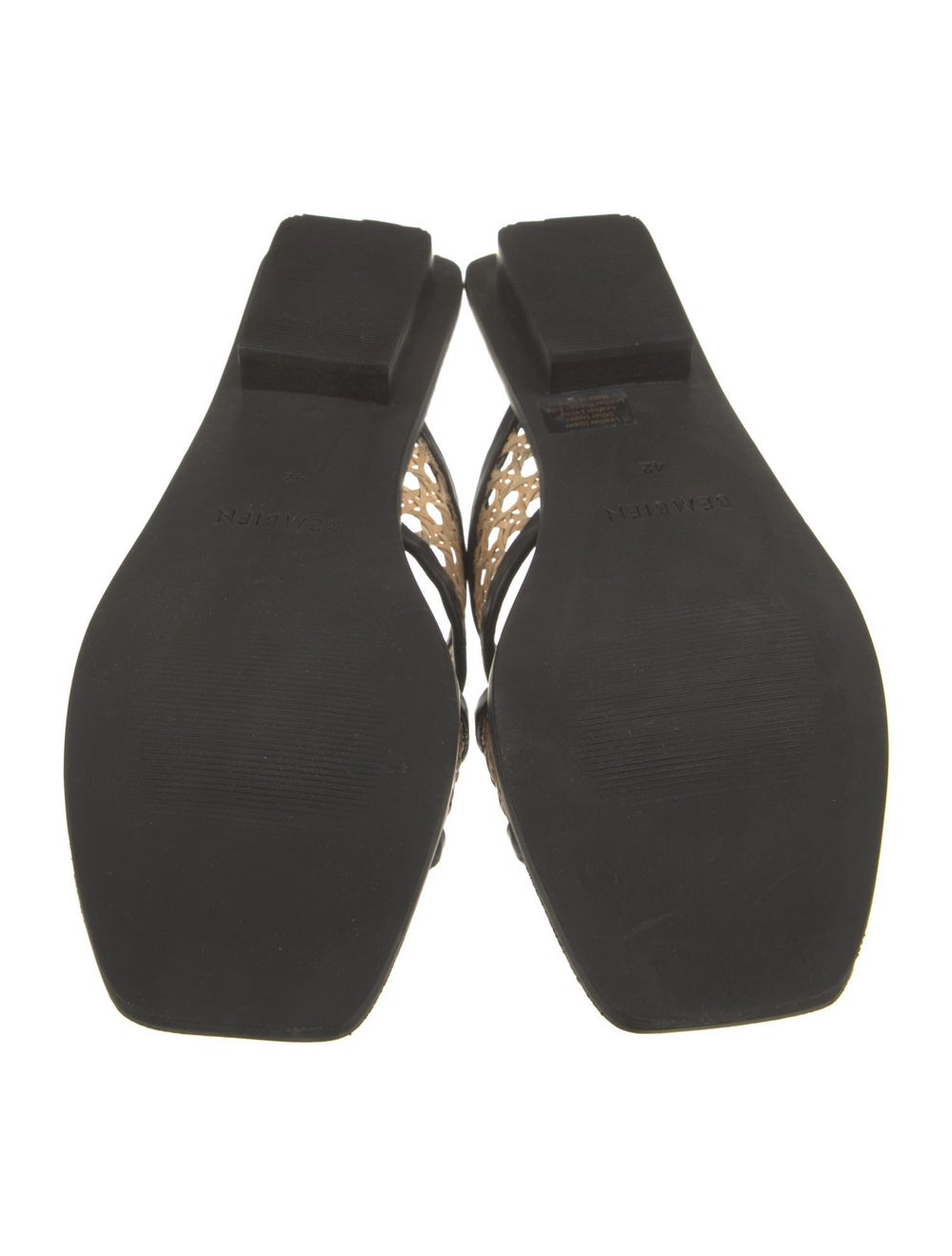 Bembien Raffia Slides Black & Neutrals Colorblock Pat… - Gem