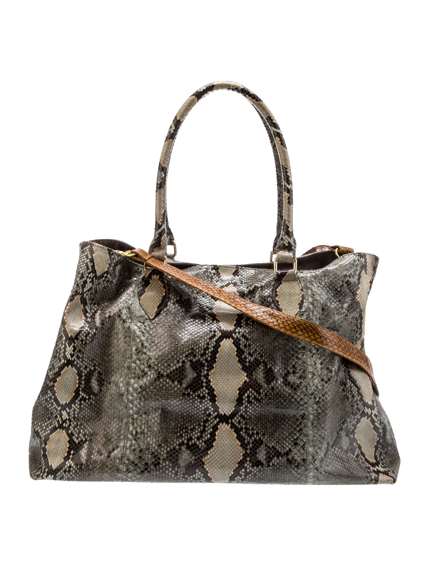 Beirn Snakeskin Tote - Green Totes, Handbags - WBERN20449 | The RealReal
