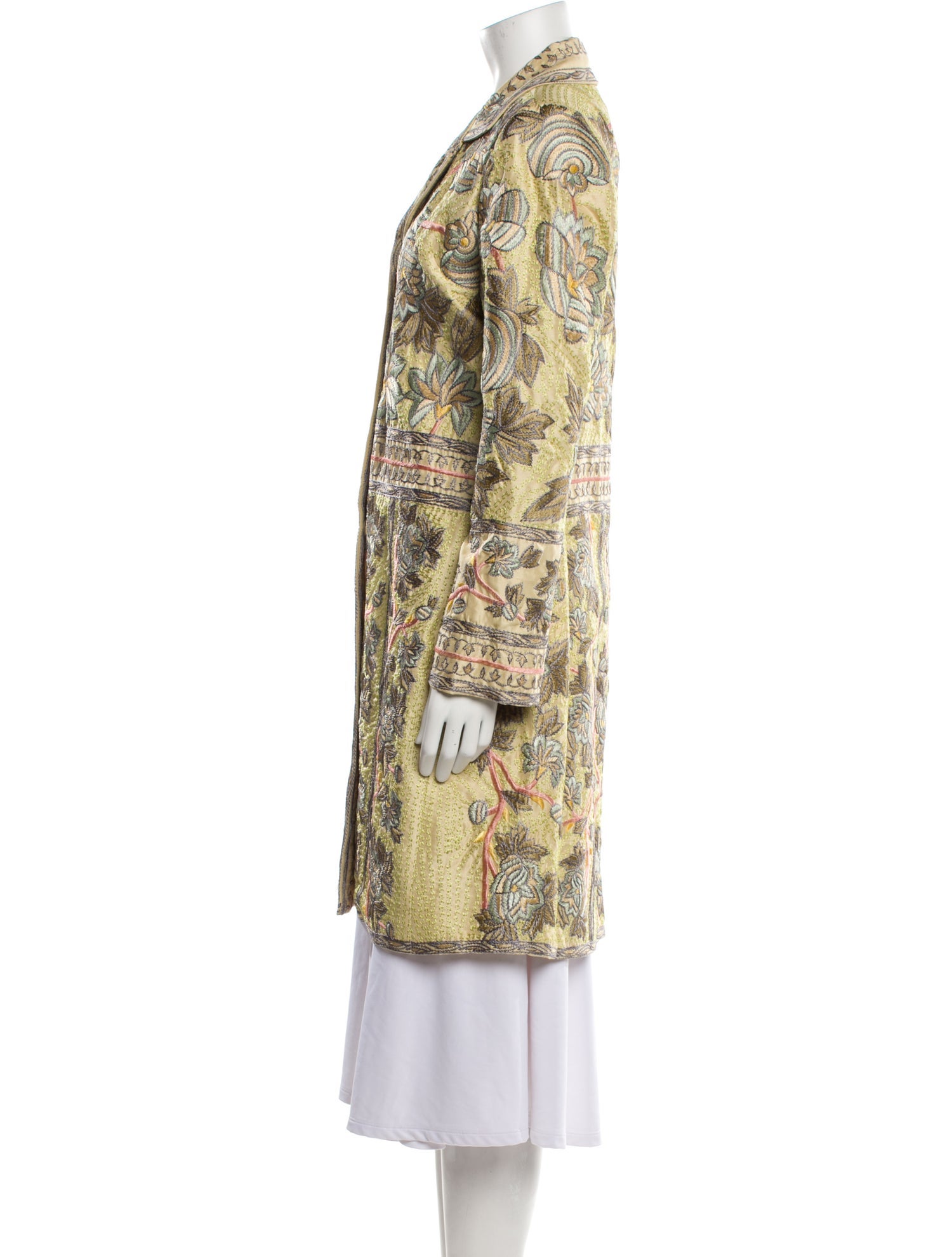 Biya Silk Patterned Coat - Yellow Coats, Clothing - WBIYA20540 | The ...