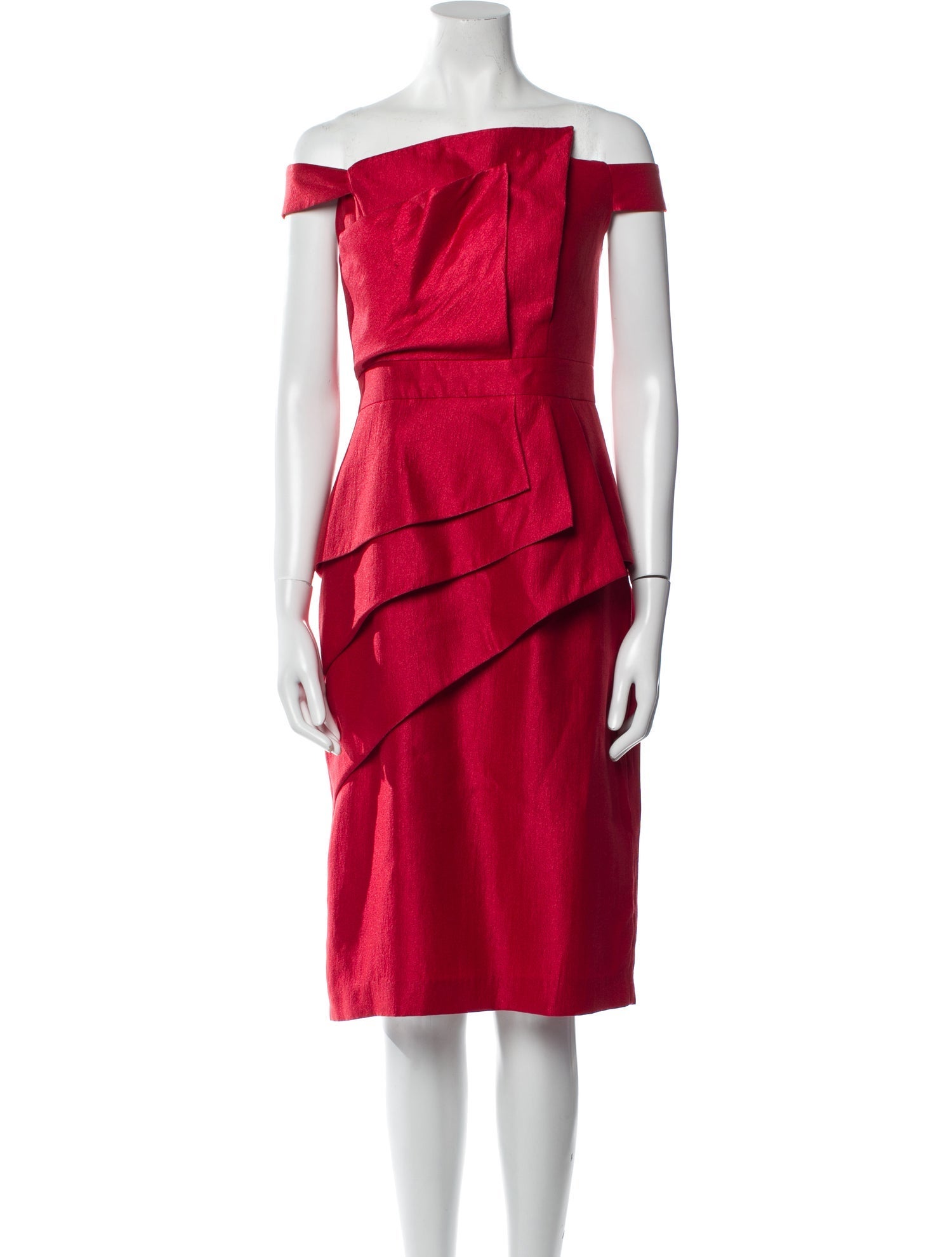 Black Halo Eve by Laurel Berman Off-The-Shoulder Midi Length Dress ...