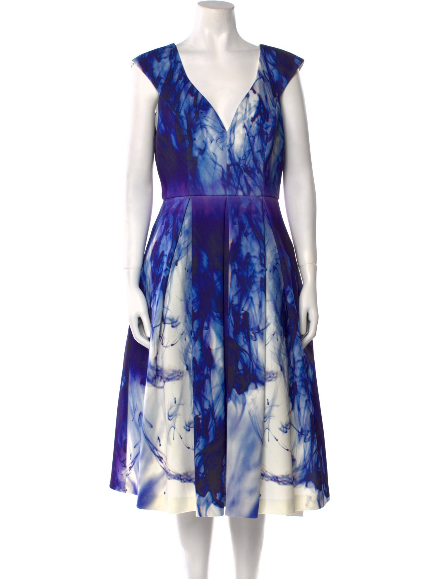 Black Halo Eve by Laurel Berman Tie-Dye Print Midi Length Dress - Blue ...