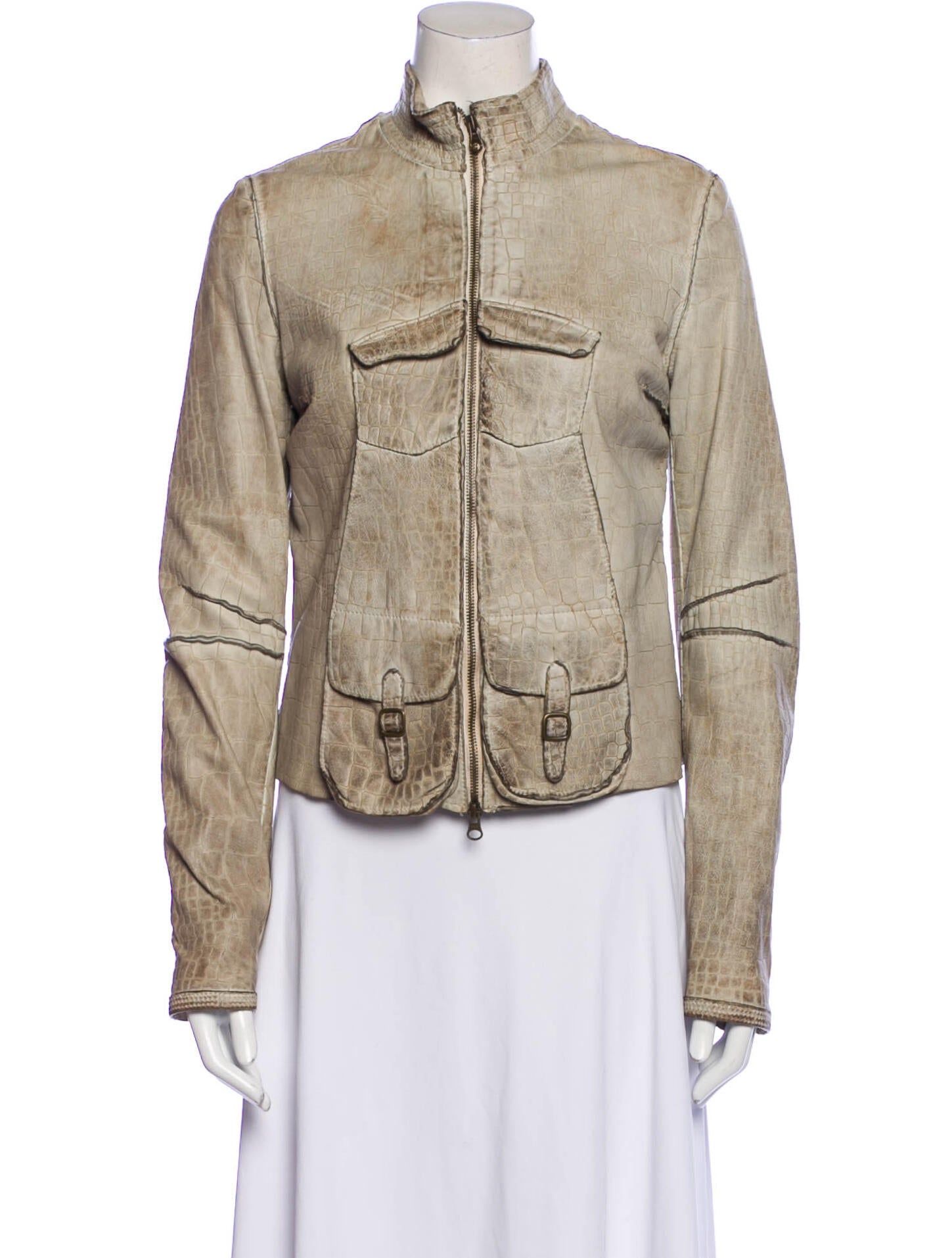 Blur Leather Biker Jacket - Neutrals Jackets, Clothing - WBLUR20133 ...