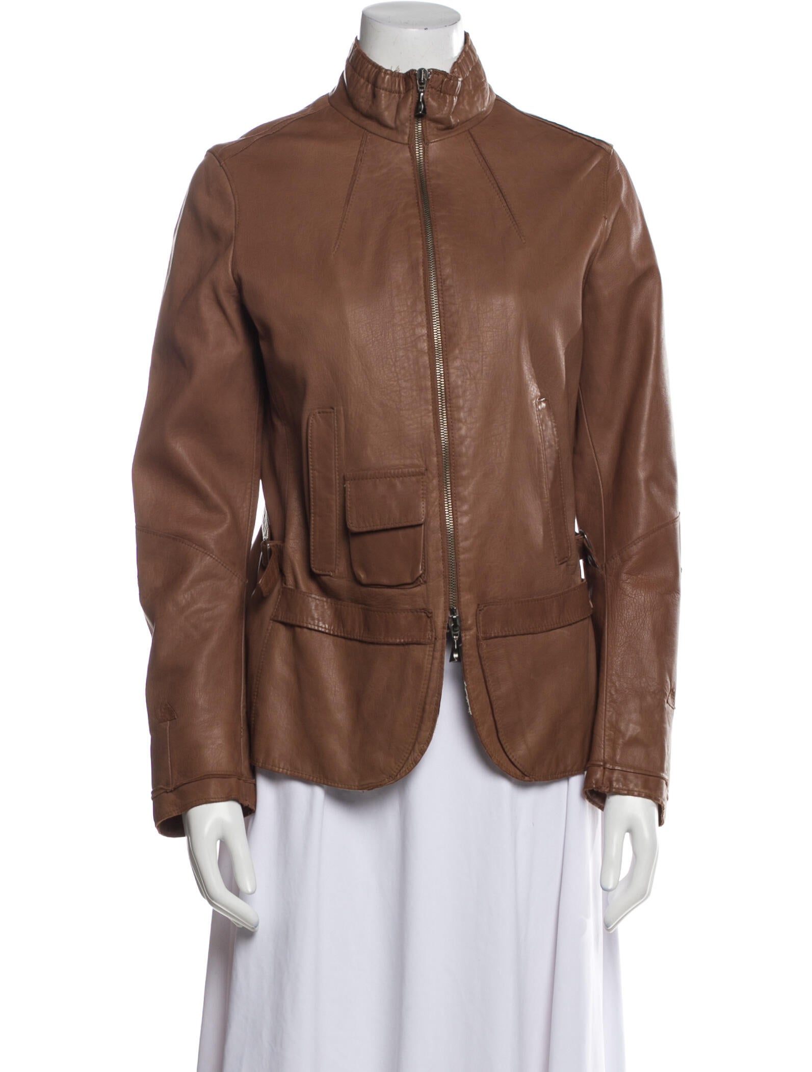 Blur Leather Utility Jacket - Brown Jackets, Clothing - WBLUR20166 ...