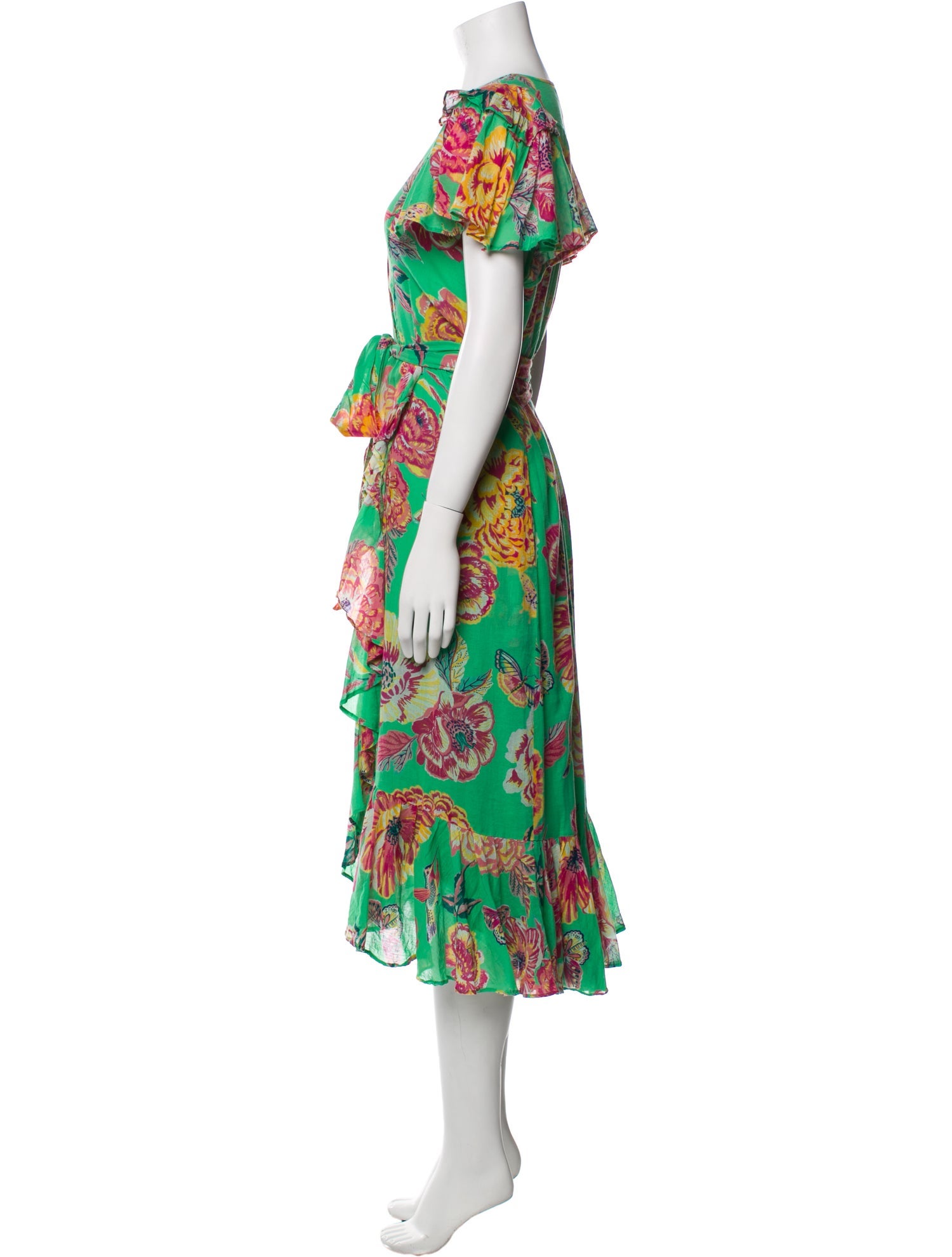 Beulah London Beulah Silk Long Dress - Green Dresses, Clothing ...
