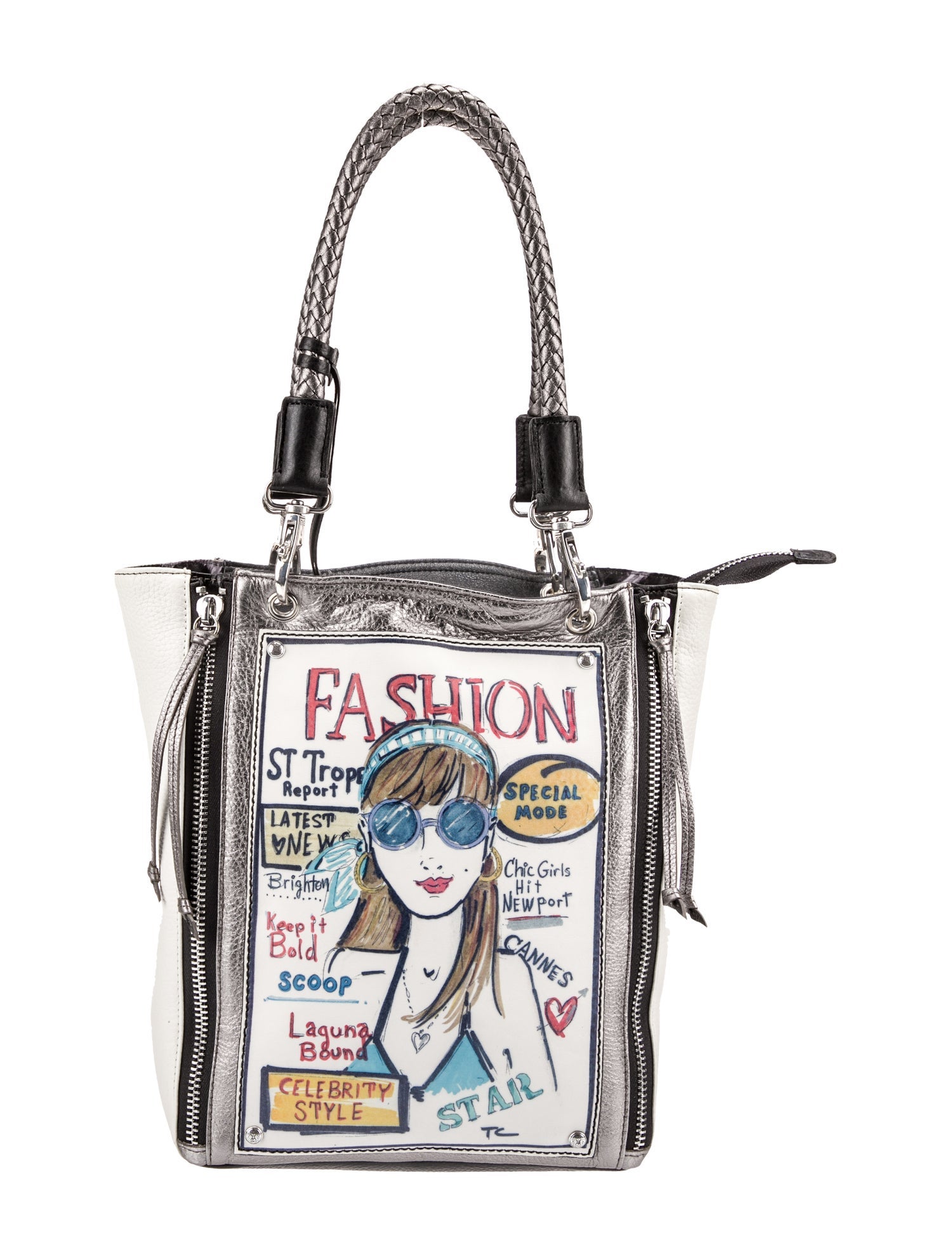 Brighton Printed Leather Tote w/Tags - White Totes, Handbags ...