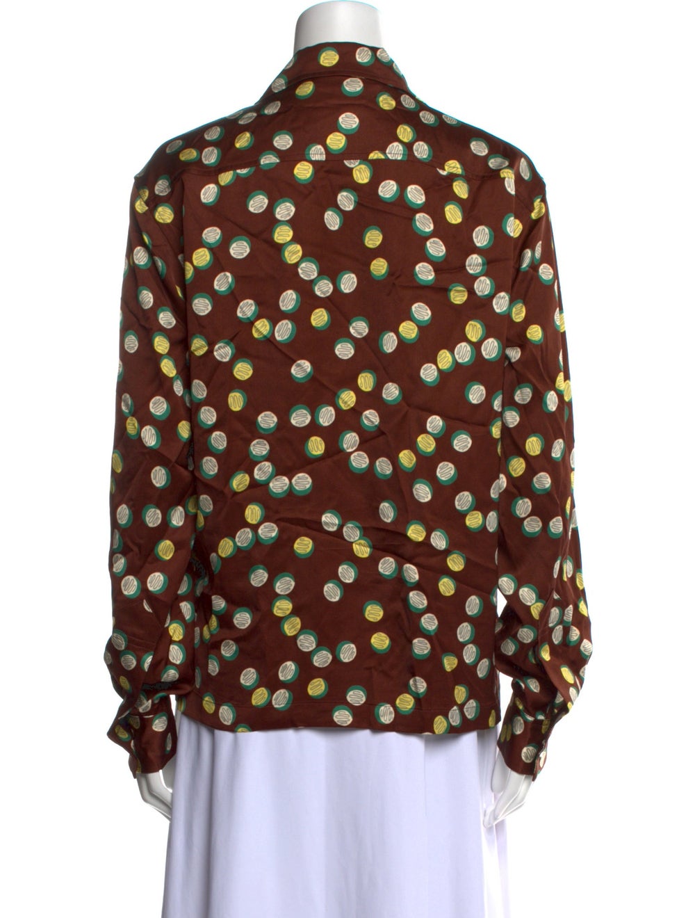 BODE Polka Dot Print Open Front Blouse - Brown Tops, Clothing - WBODE25614 | The RealReal
