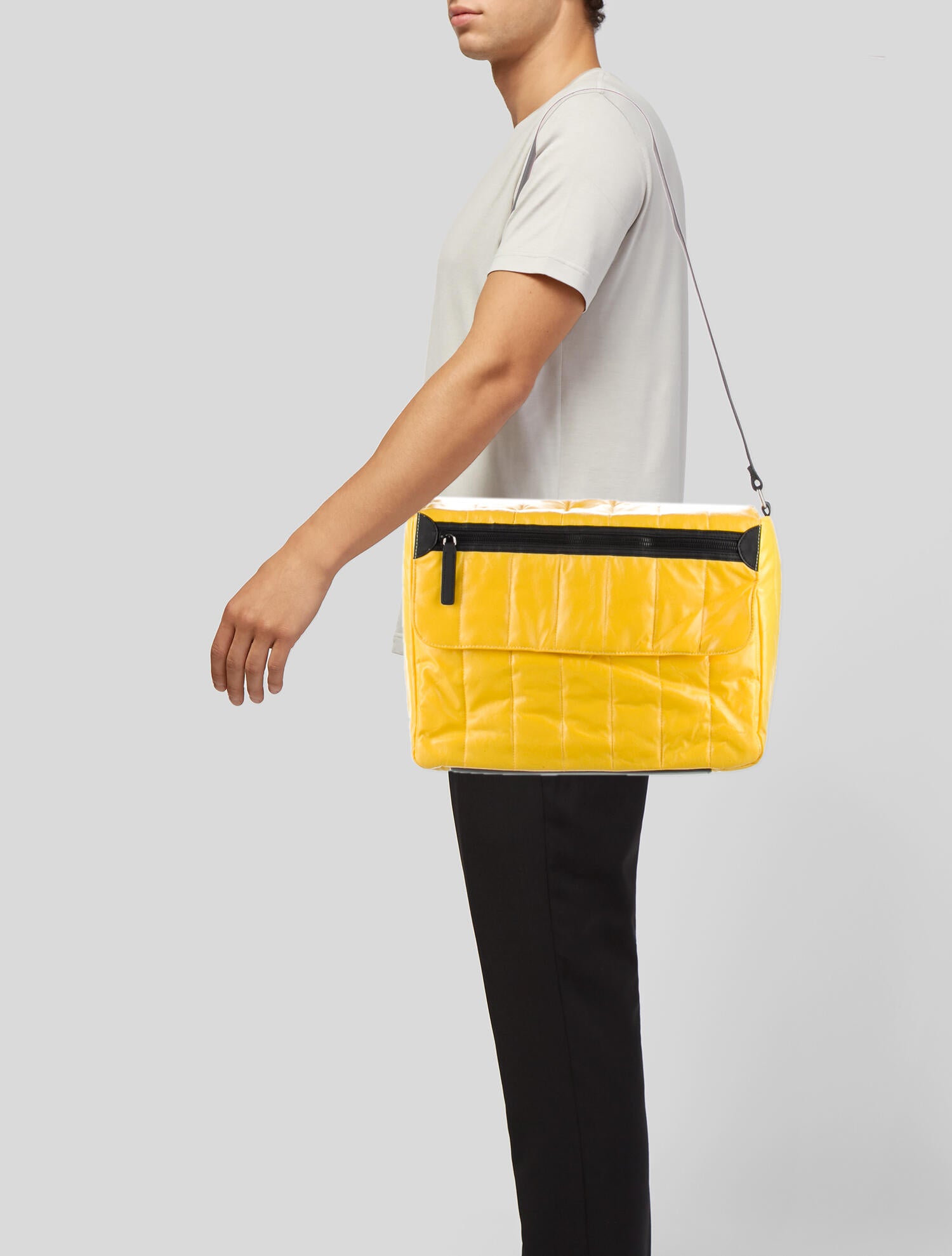 Leonello Borghi Leather Trimmed Nylon Messenger Bag - Yellow Messenger ...
