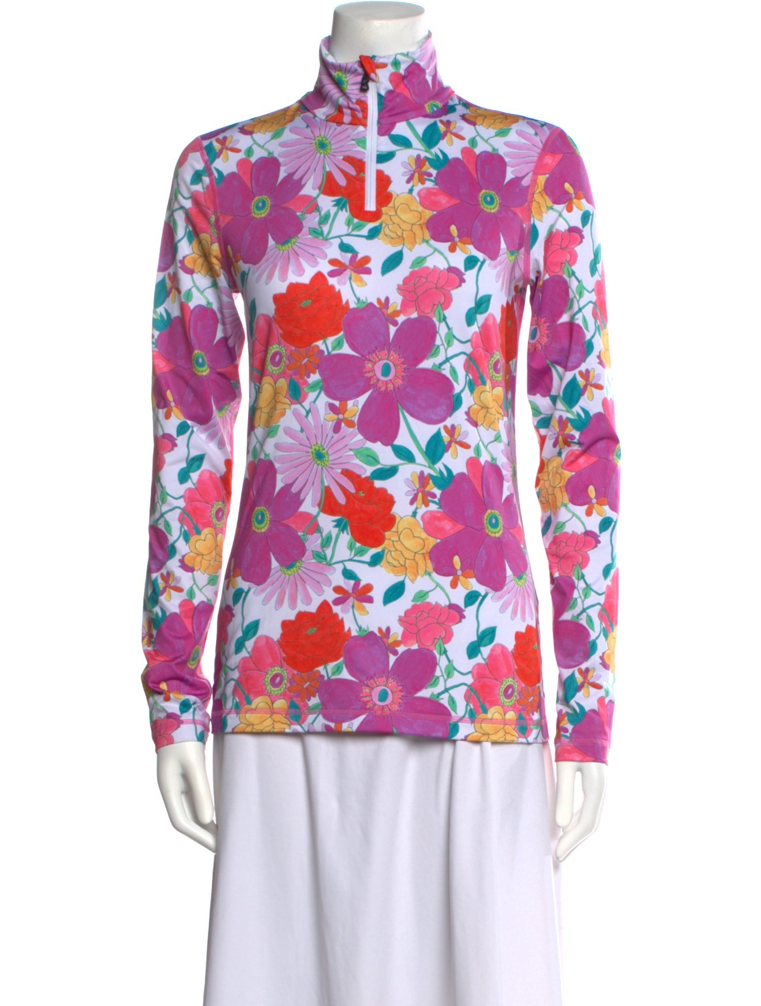 Bogner Fire + Ice x LoveShackFancy Floral Print Mock Neck Blouse ...