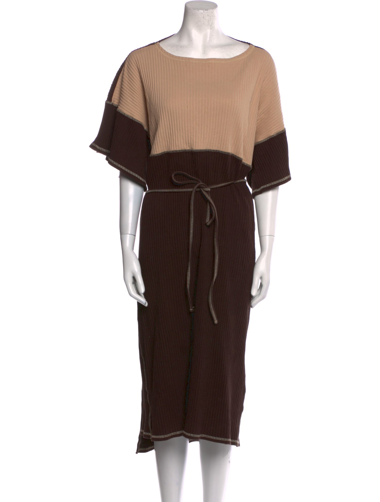 Baserange Bateau Neckline Midi Length Dress - Brown Dresses, Clothing ...