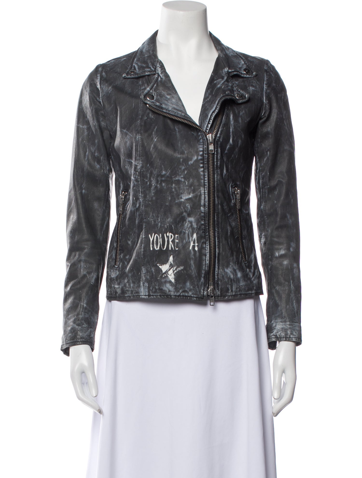 Bully Leather Printed Biker Jacket - Black Jackets, Clothing ...