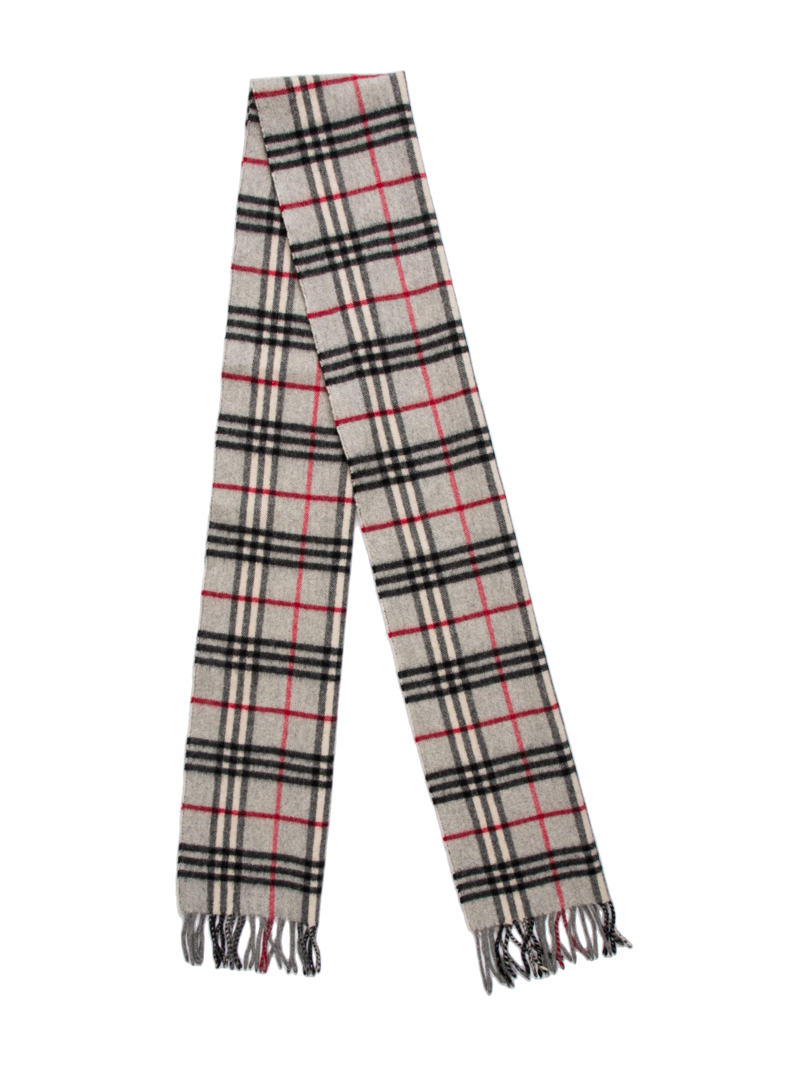 Burberry London Lambswool Plaid Print Scarf - Grey Scarves, Accessories ...