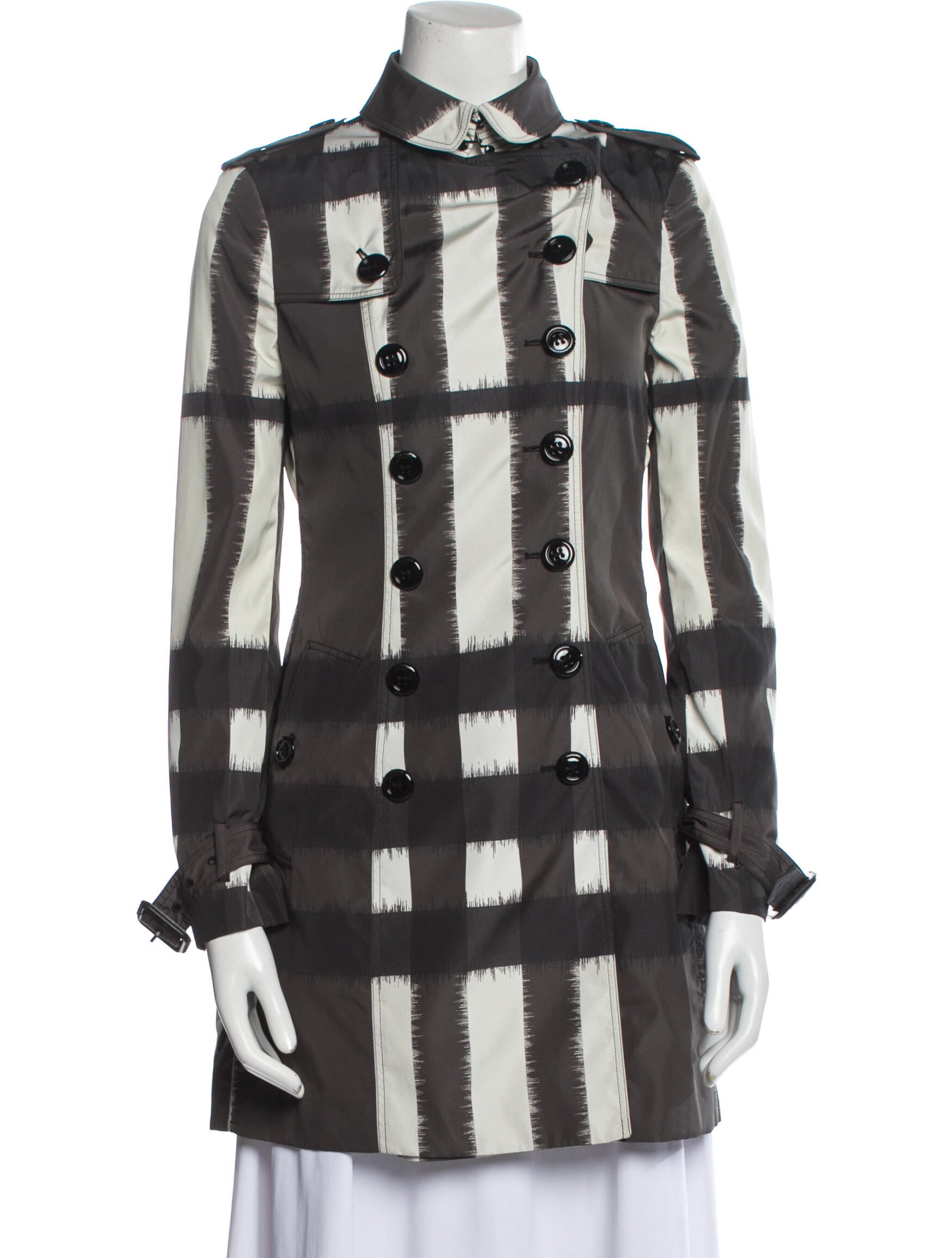 Burberry London Plaid Print Trench Coat - Grey Coats, Clothing ...