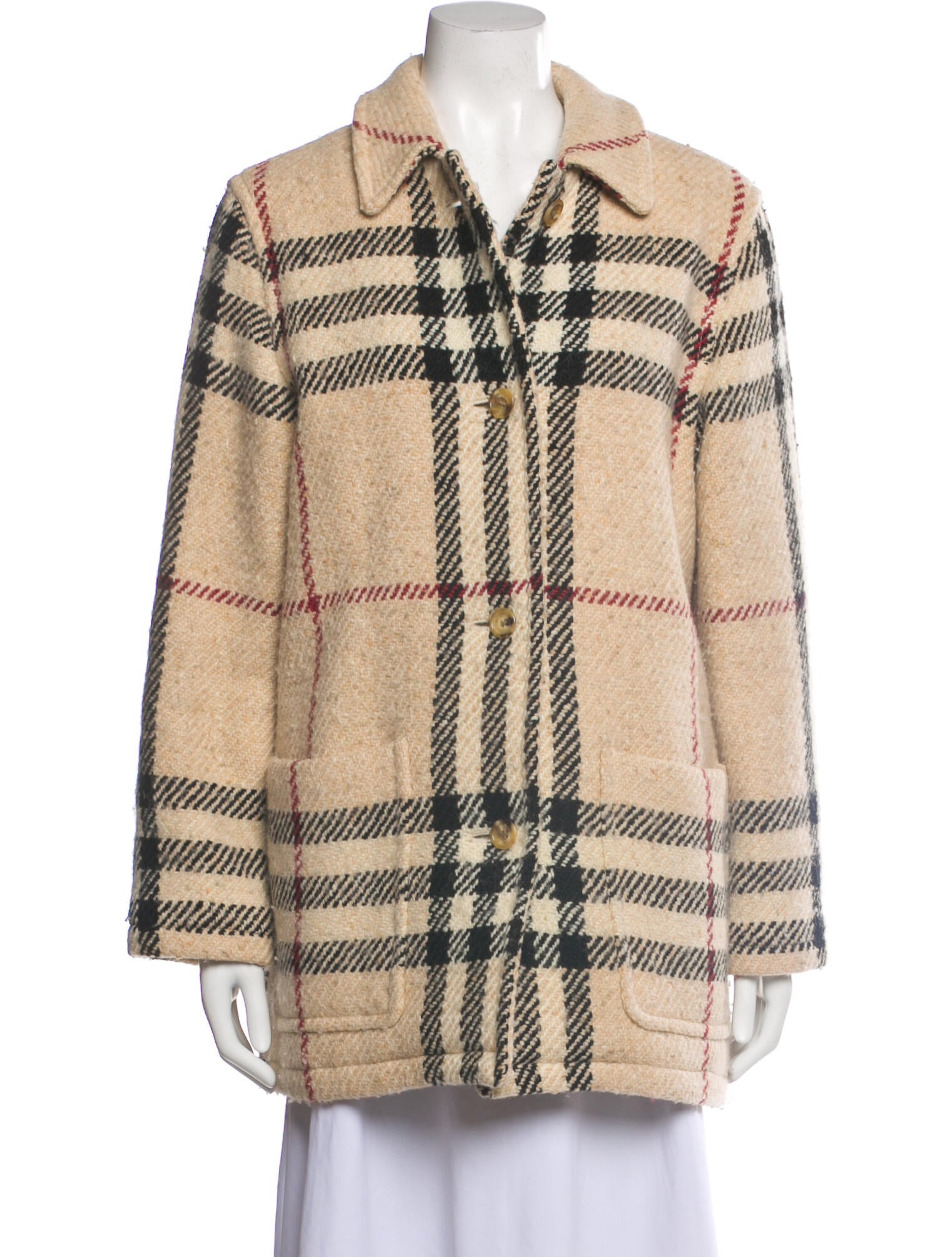 Burberry London Plaid Print Coat - Neutrals Coats, Clothing ...