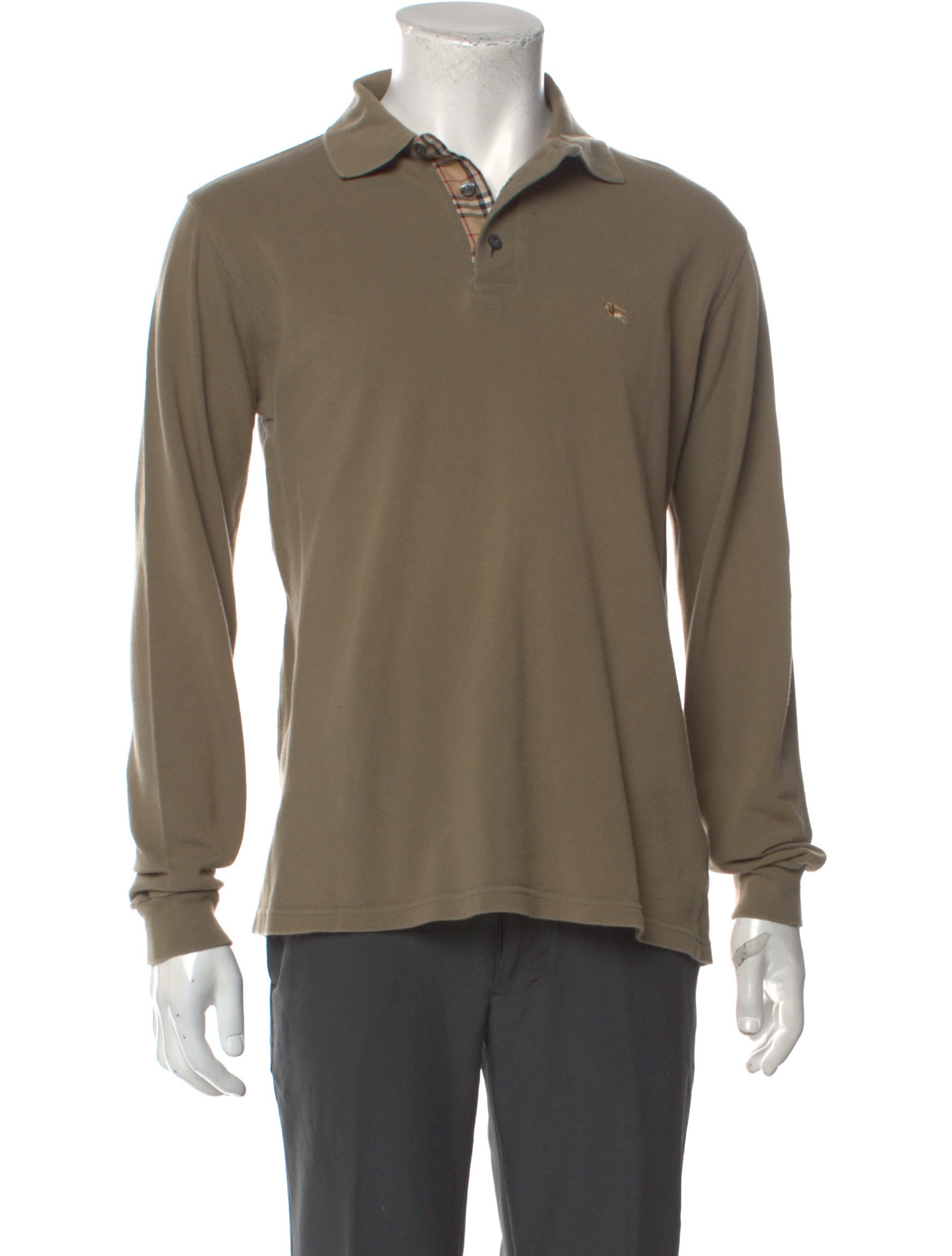 Burberry London Collar Long Sleeve Polo Shirt - Brown Polos, Clothing ...