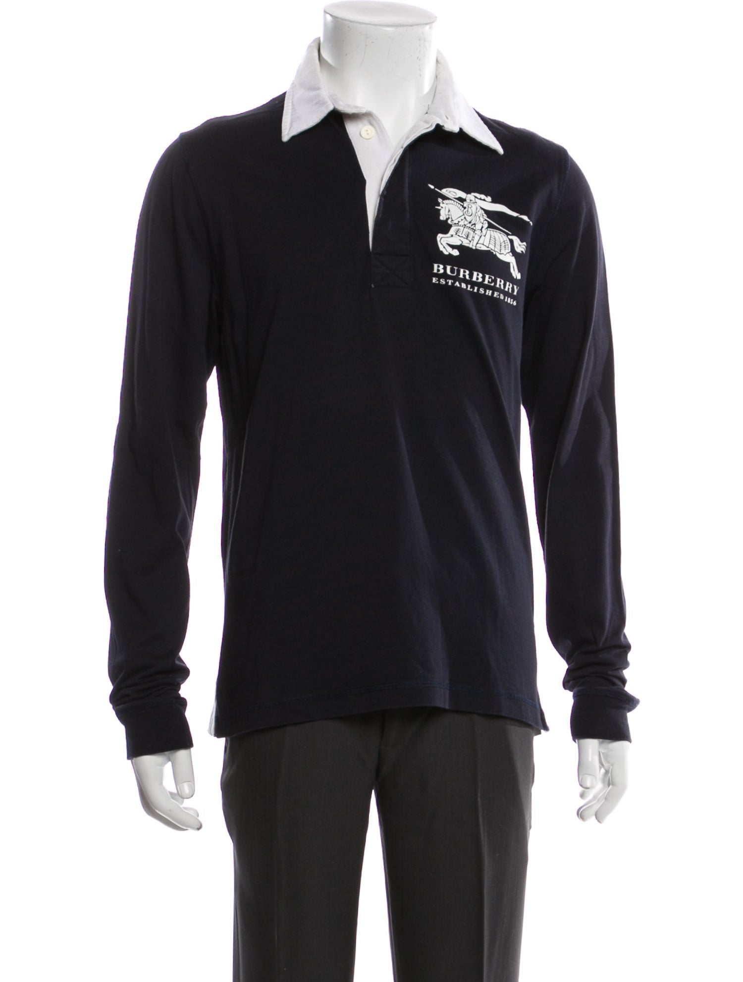 Burberry London Graphic Print Collar Polo Shirt - Blue Polos, Clothing ...