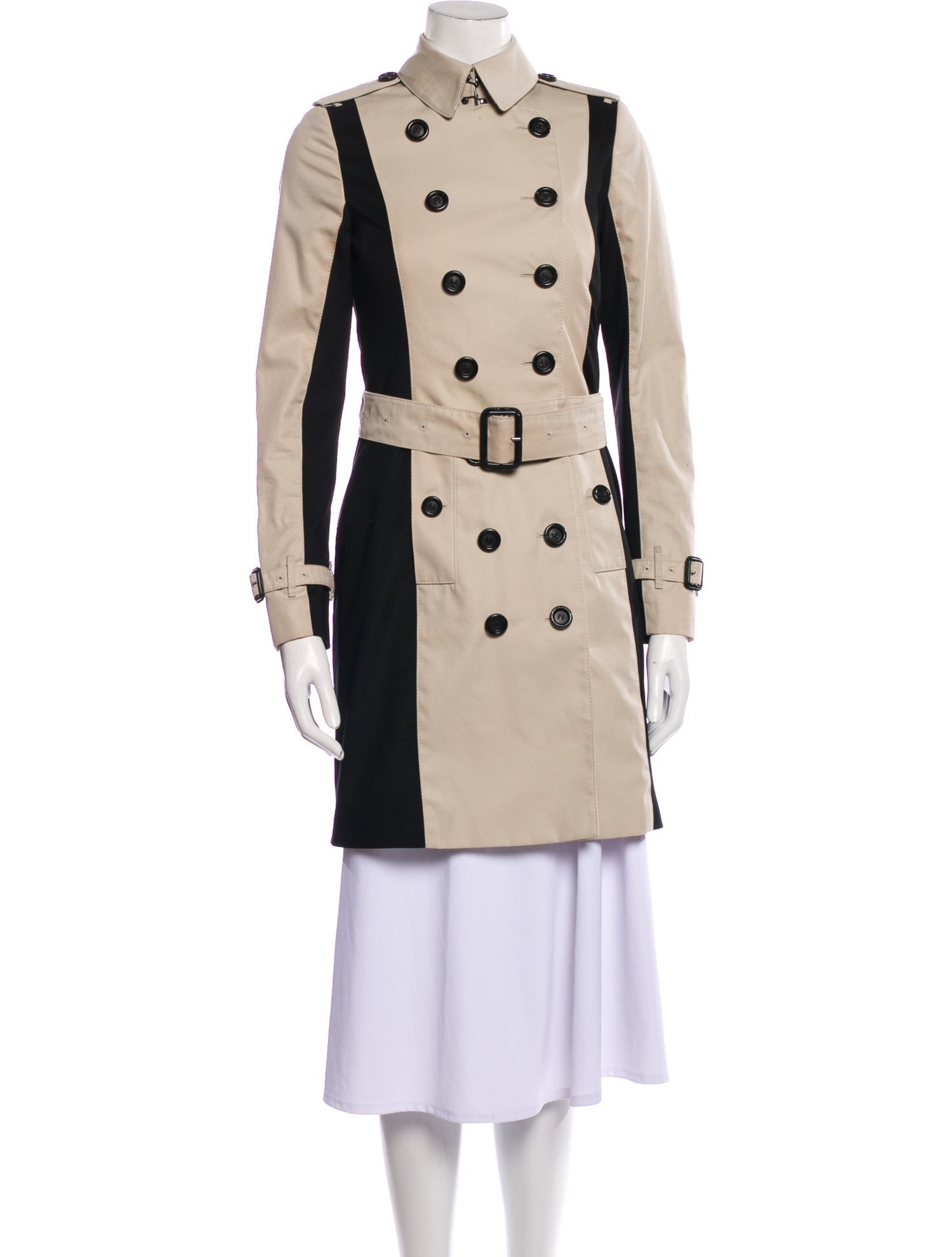 Burberry Prorsum Colorblock Pattern Trench Coat - Neutrals Coats ...