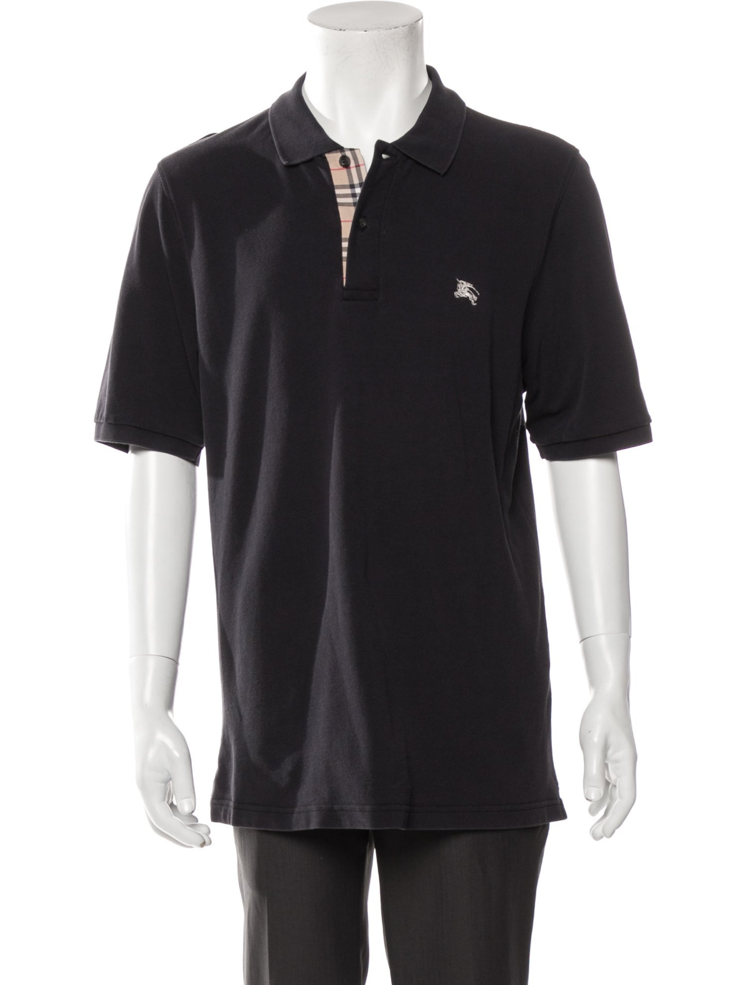 Burberry London Nova Check Pattern Collar Polo Shirt - Black Polos ...