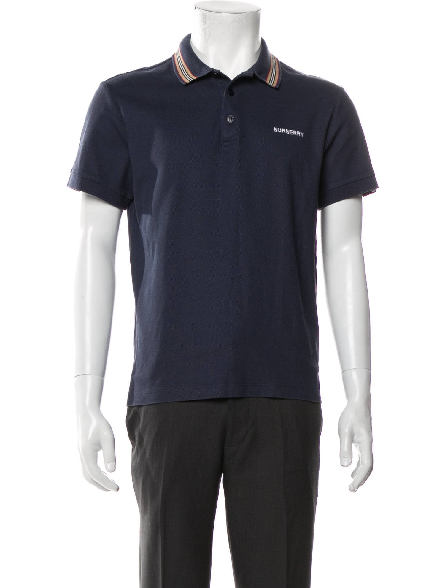 Burberry London Crew Neck Short Sleeve Polo Shirt - Blue Polos ...