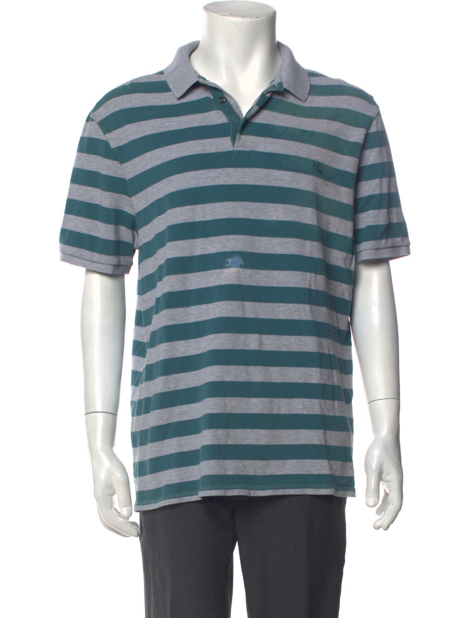 Burberry London Striped Collar Polo Shirt - Grey Polos, Clothing ...