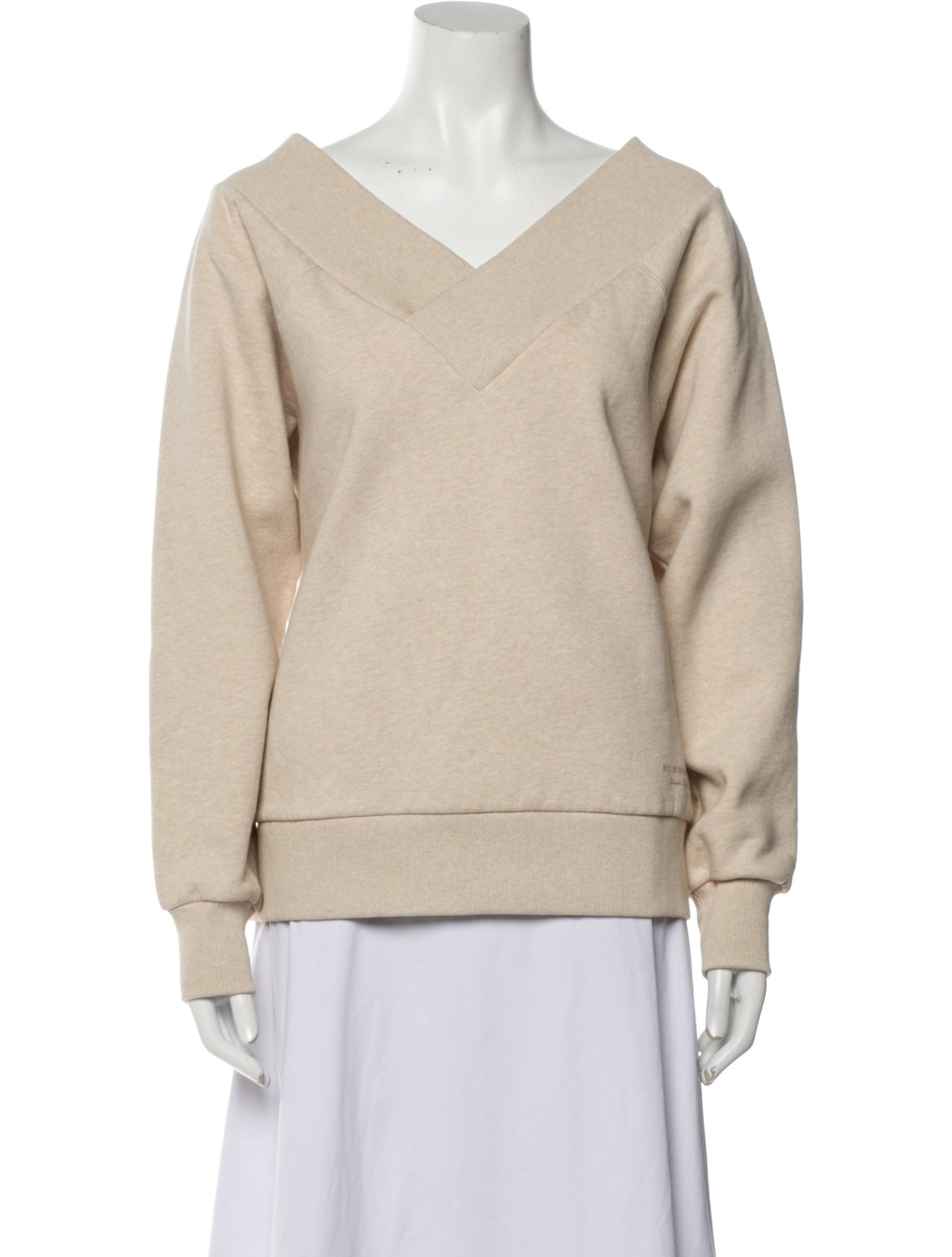 Burberry V-Neck Long Sleeve Sweatshirt - Neutrals Tops, Clothing ...