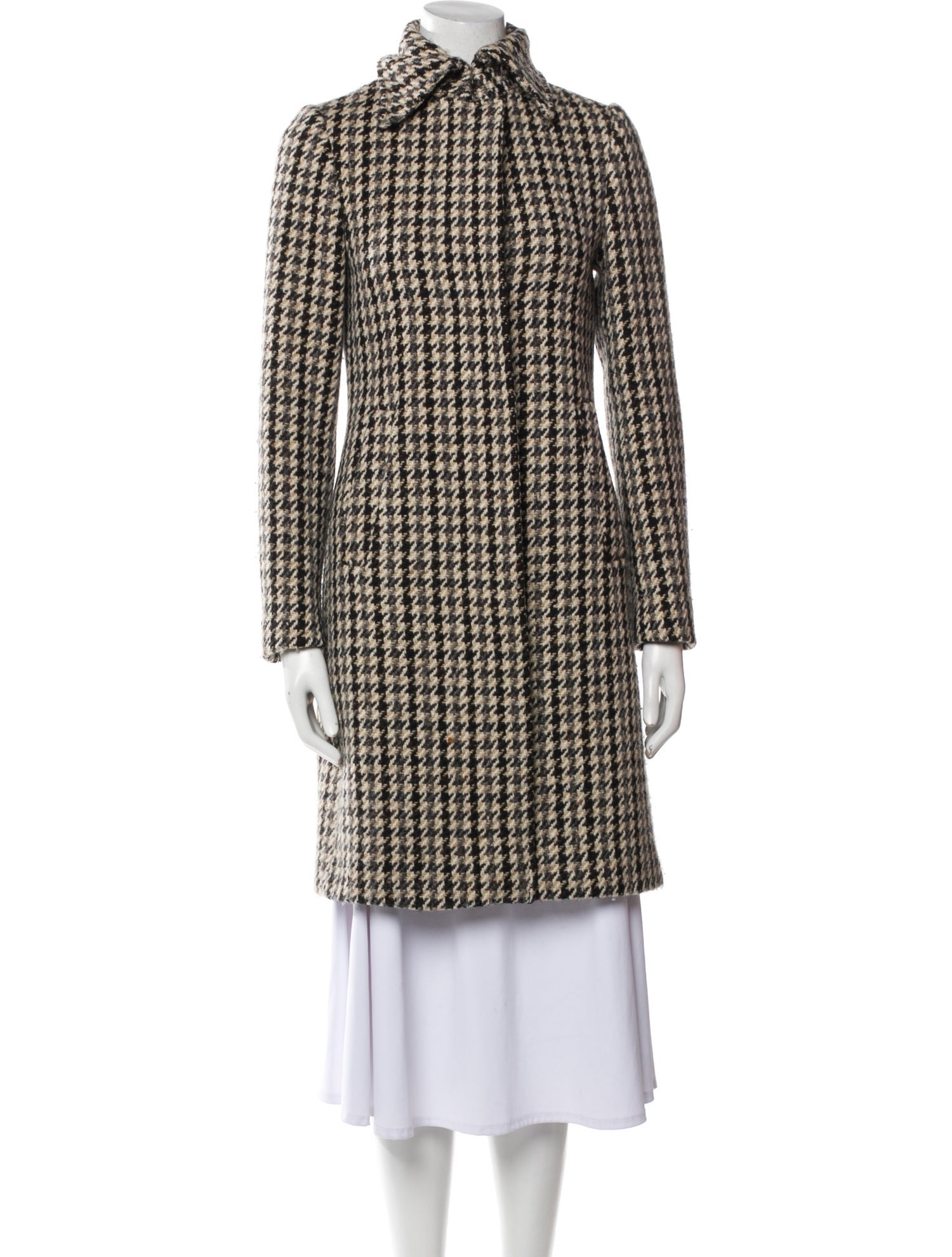 Burberry London Wool Houndstooth Print Coat - Neutrals Coats, Clothing ...