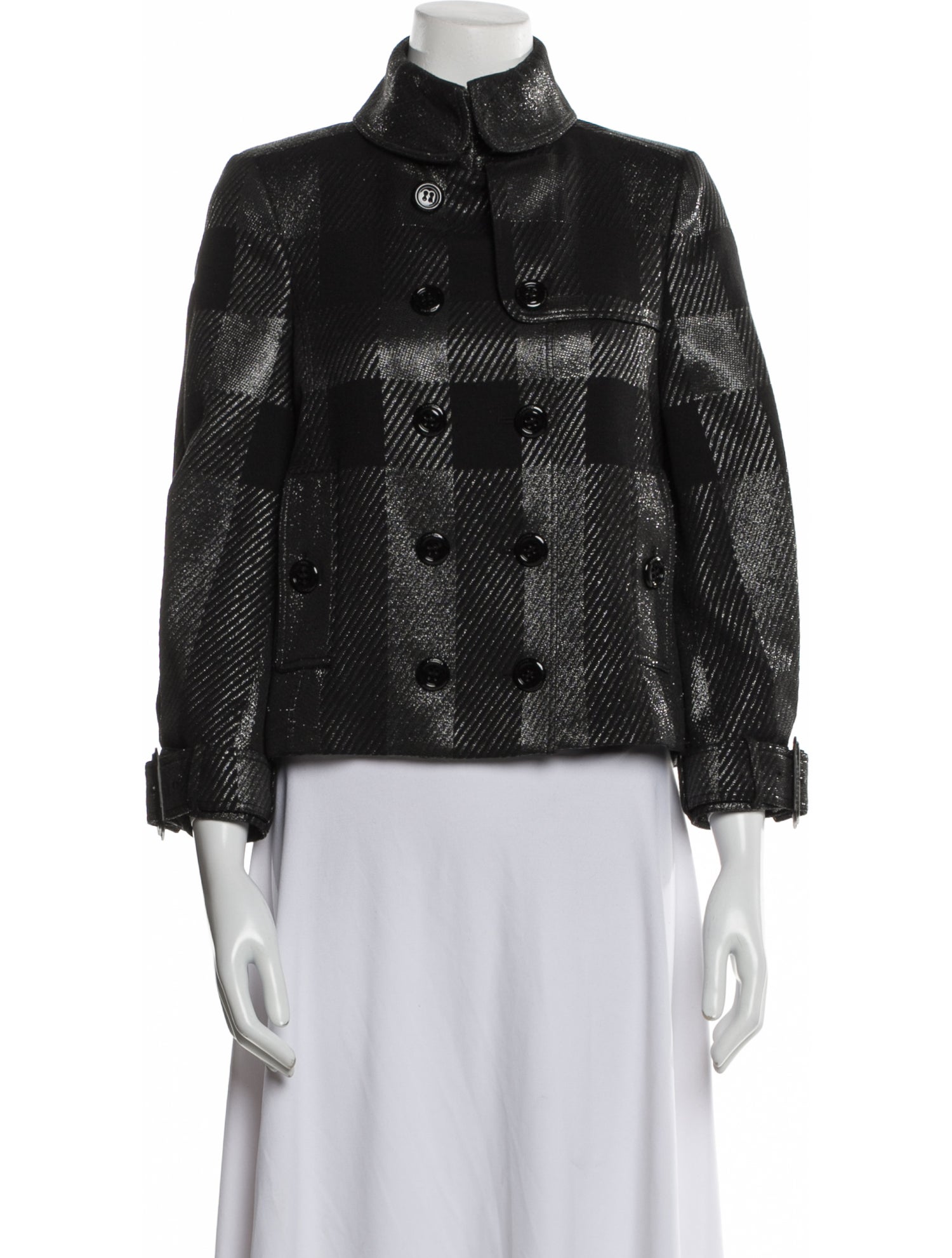 Burberry London Plaid Print Evening Jacket - Grey Jackets, Clothing ...