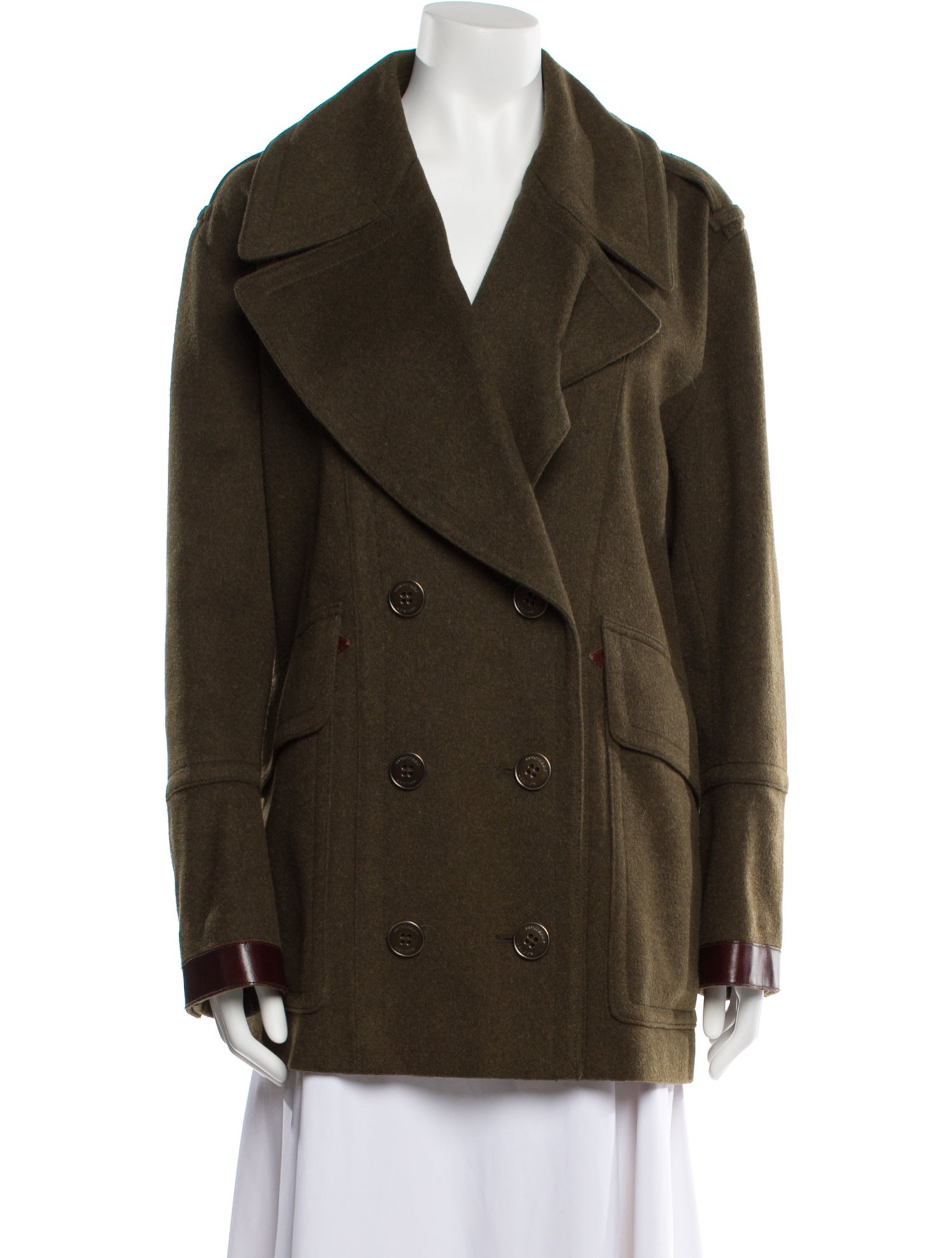 Burberry London Virgin Wool Peacoat - Green Coats, Clothing ...