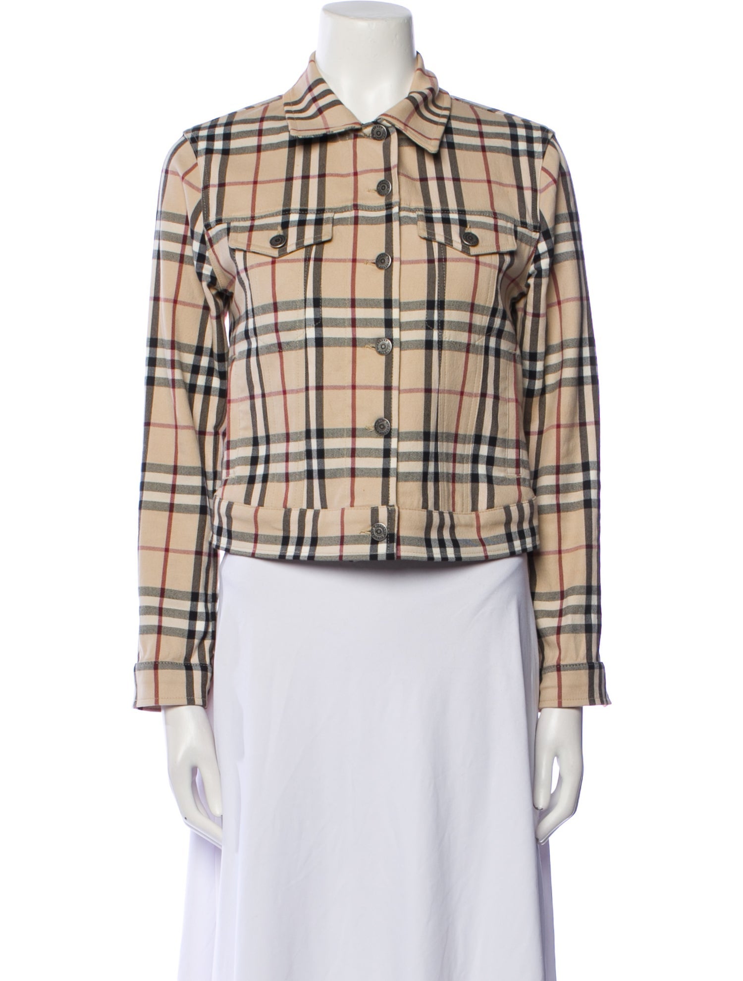 Burberry London Plaid Print Jacket - Neutrals Jackets, Clothing ...